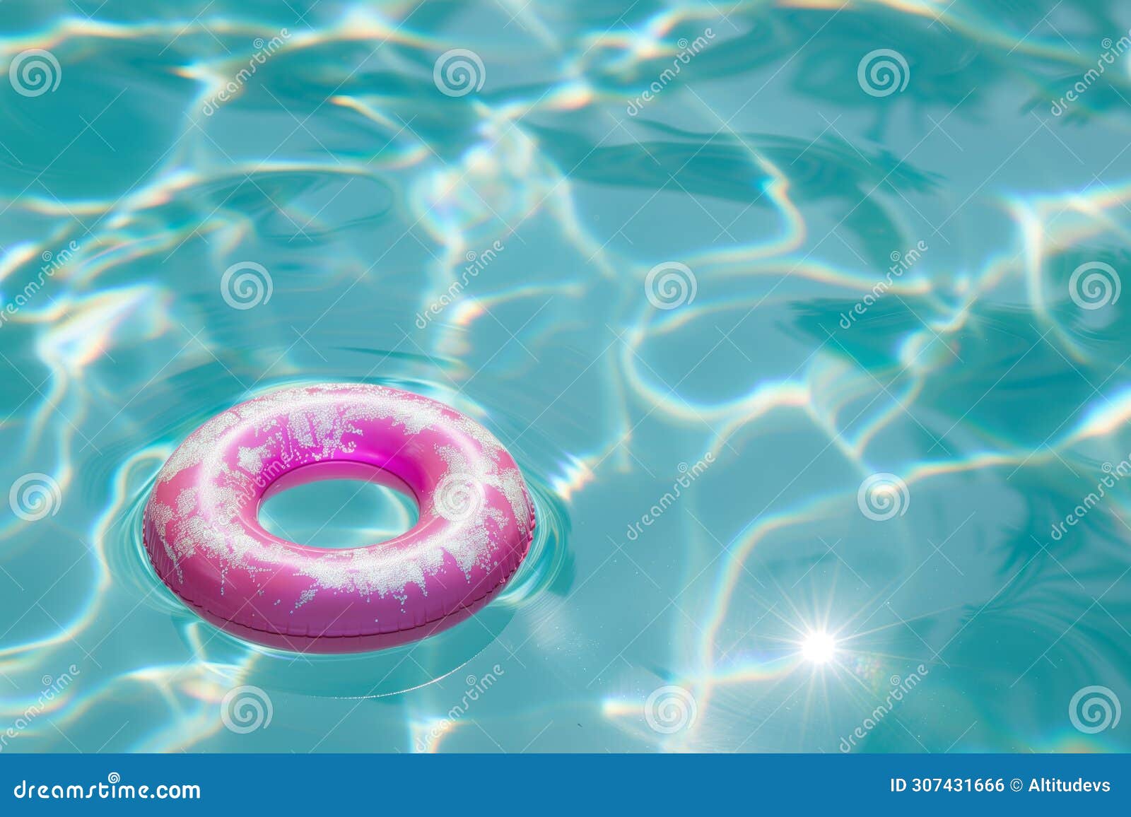 Pink Ring Floating in a Pool with Glittering Sunlight Patterns Stock ...