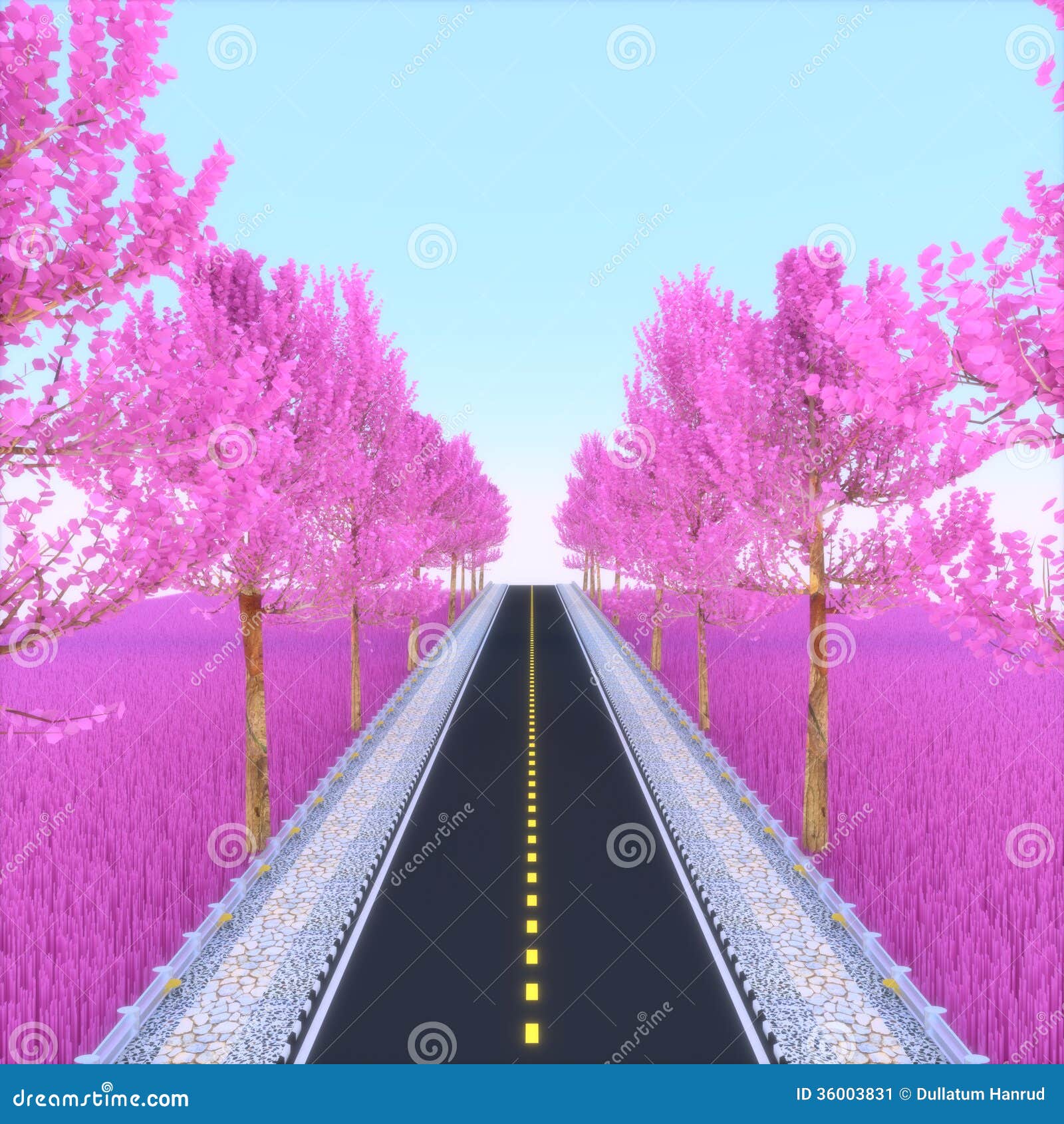 Pink road. stock illustration. Illustration of building - 36003831