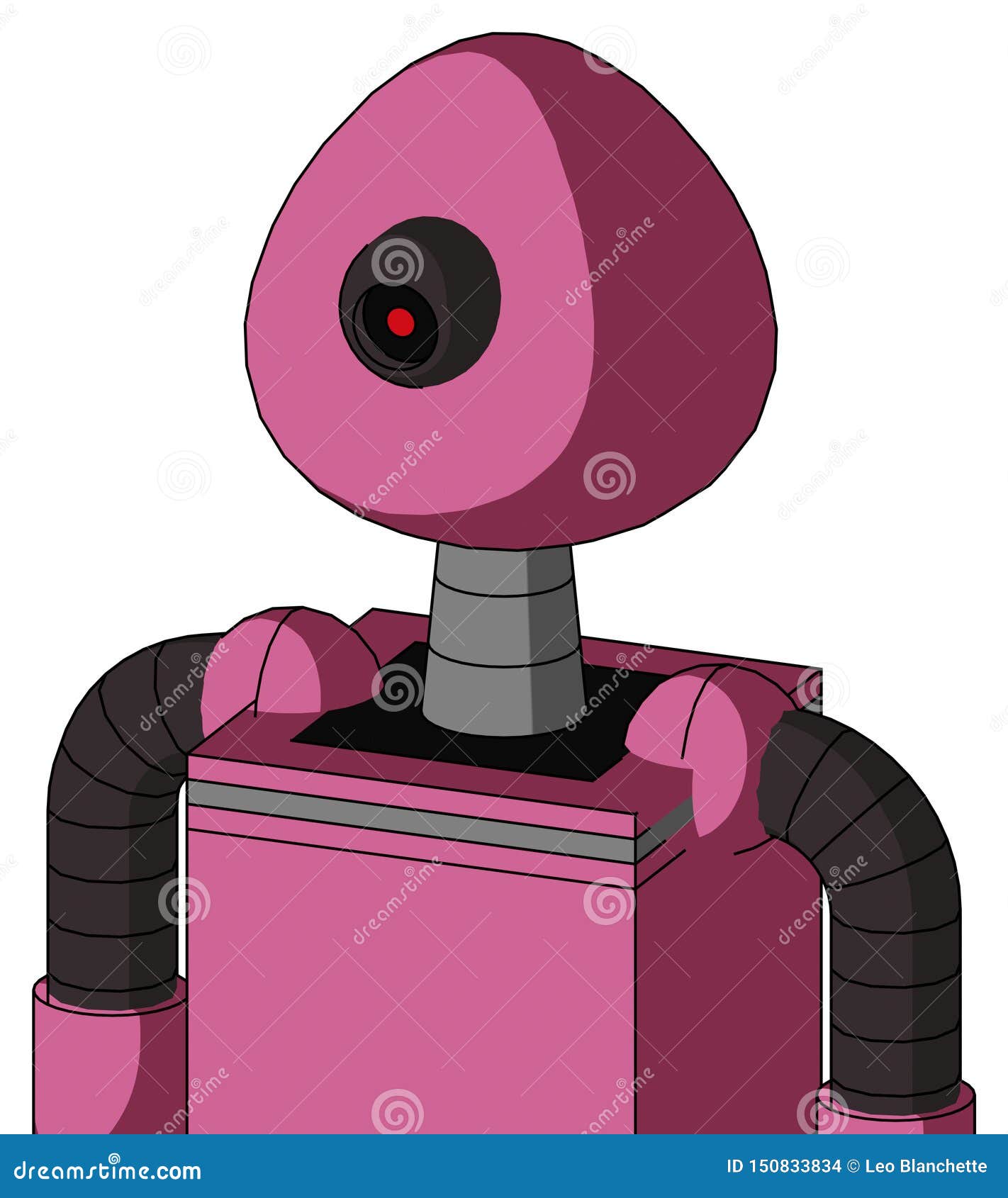 Pink Robot with Rounded Head and Black Cyclops Eye Stock Illustration ...
