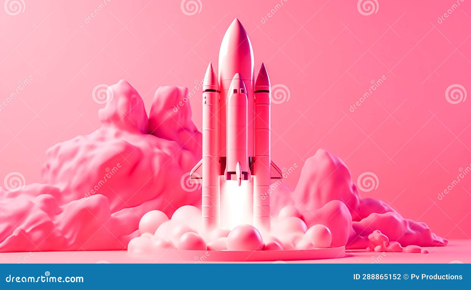 Pink Rocket on a Pink Background, Generative AI. Stock Photo - Image of ...