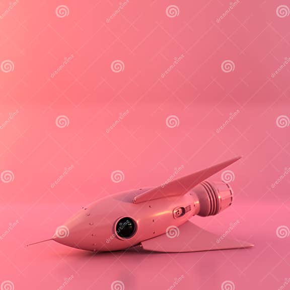 Pink Rocket Isolated on Pink Stock Illustration - Illustration of ...