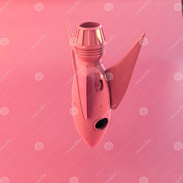 Pink Rocket Isolated on Pink Stock Illustration - Illustration of ship ...