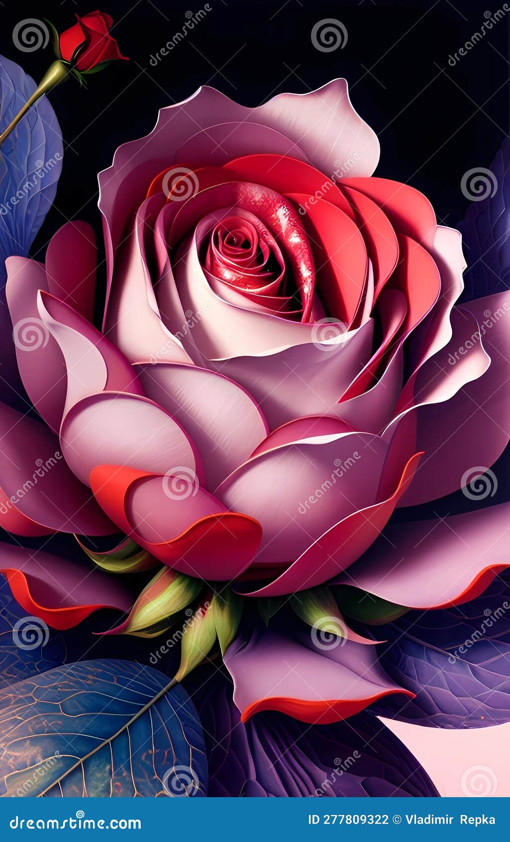 The Pink Rose - AI Generated Artwork Stock Illustration - Illustration ...