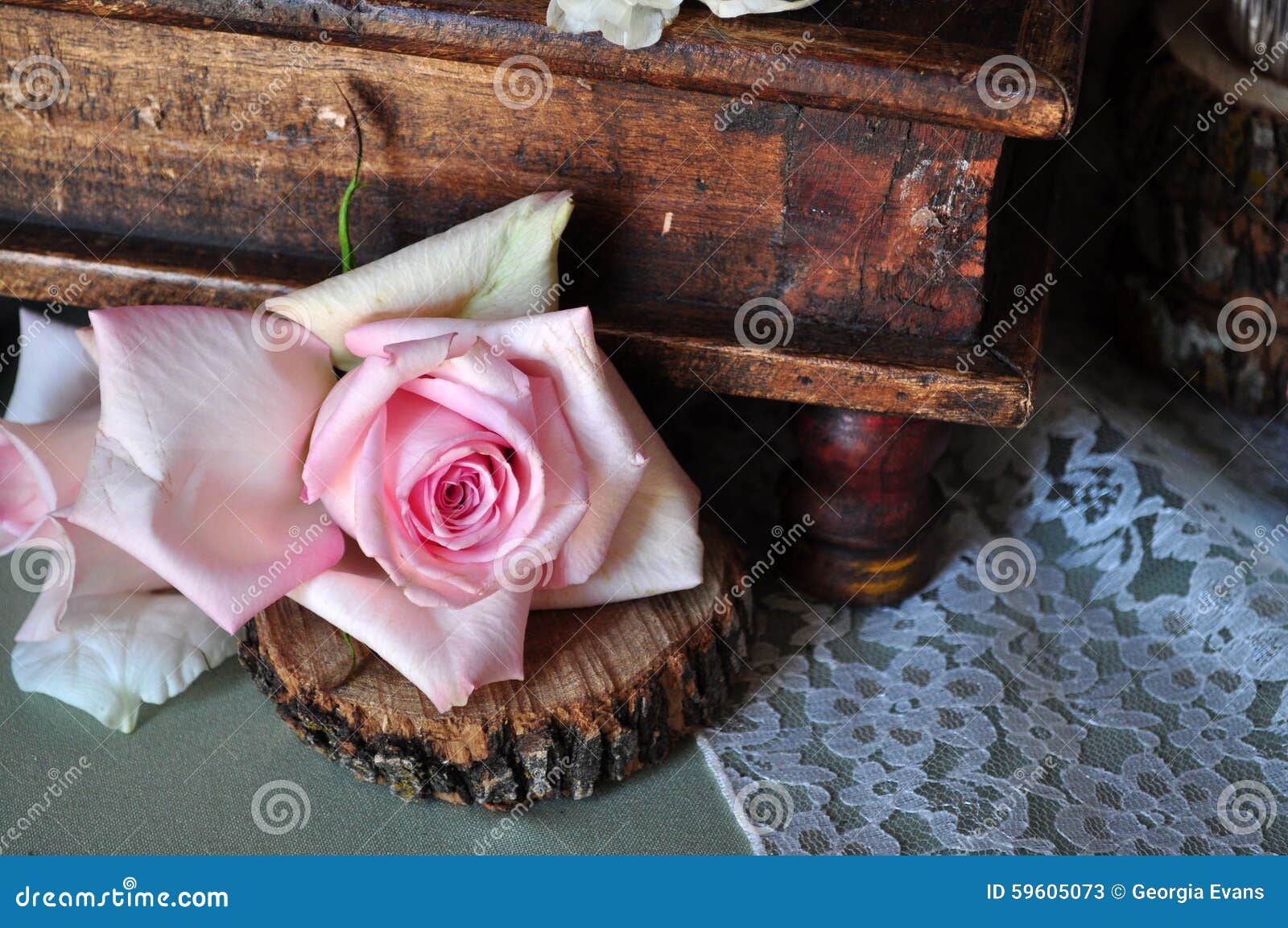 Pink rose and antique box stock image. Image of flower - 59605073
