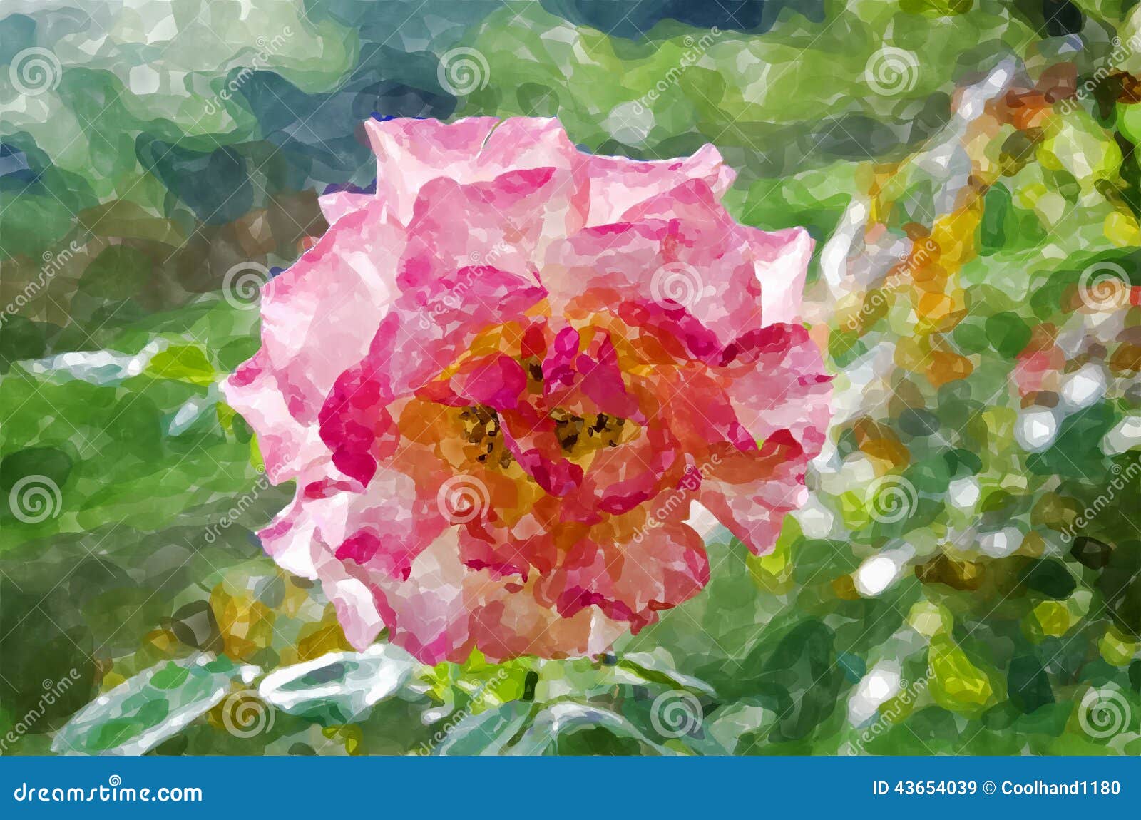 Pink rose art stock illustration. Illustration of hand - 43654039