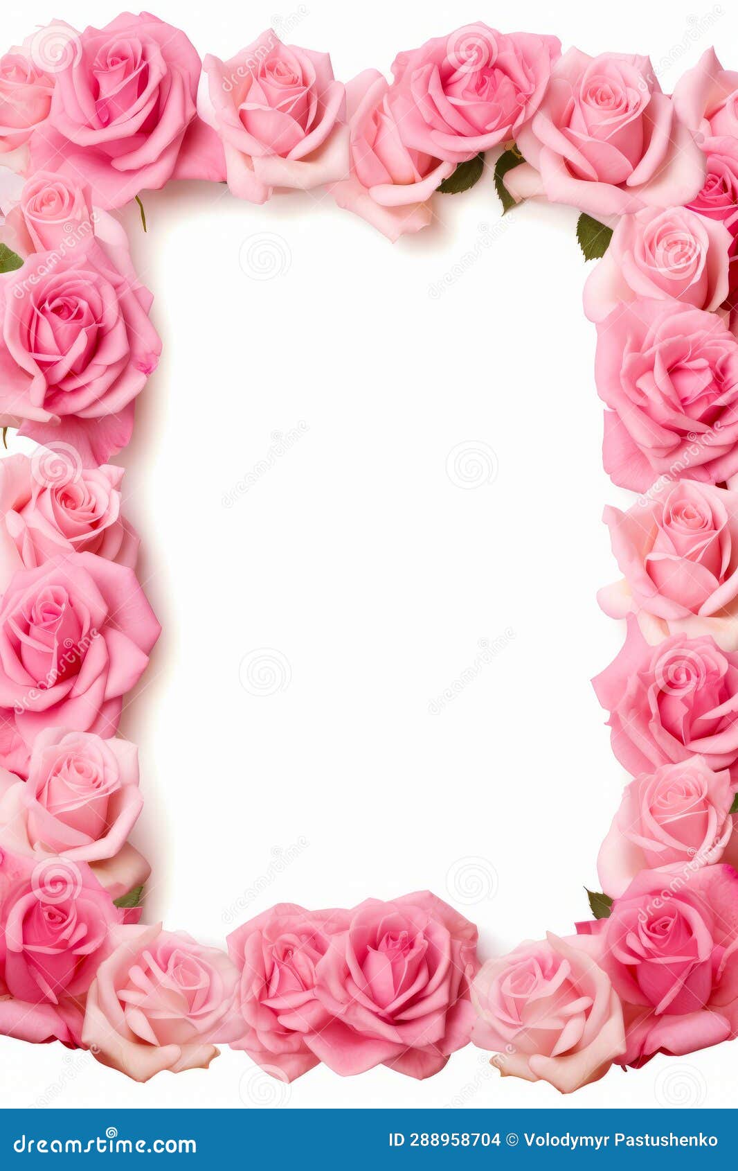 Pink Rose Border and White Background. Generative AI Stock Photo ...