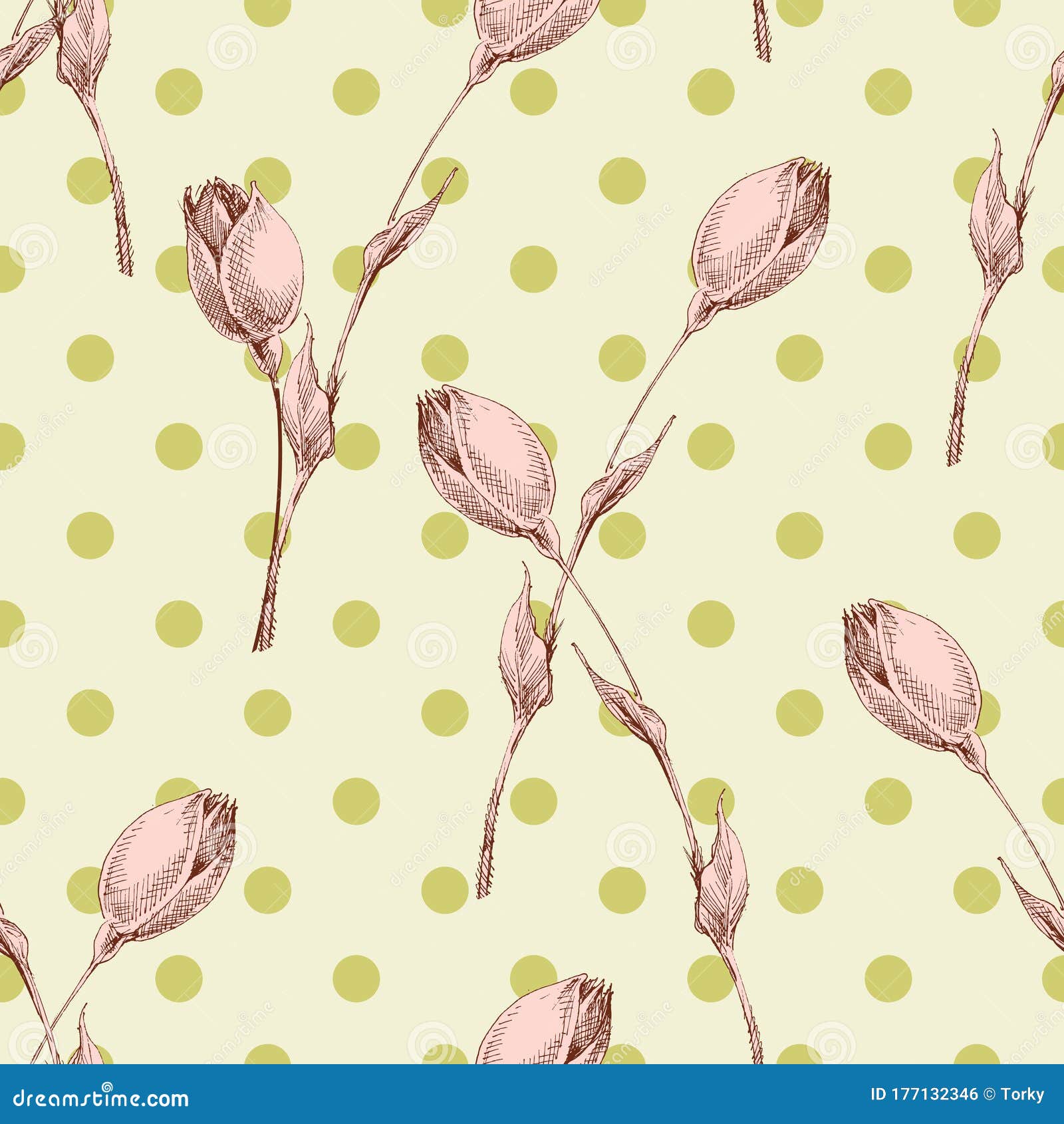 Pink Rose Buds Seamless Pattern Stock Vector - Illustration of ...