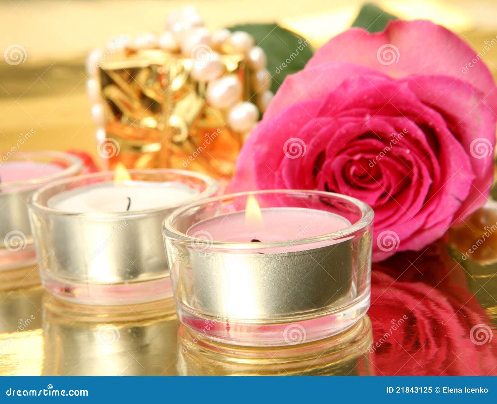 Pink rose and candle stock image. Image of petal, harmony - 21843125