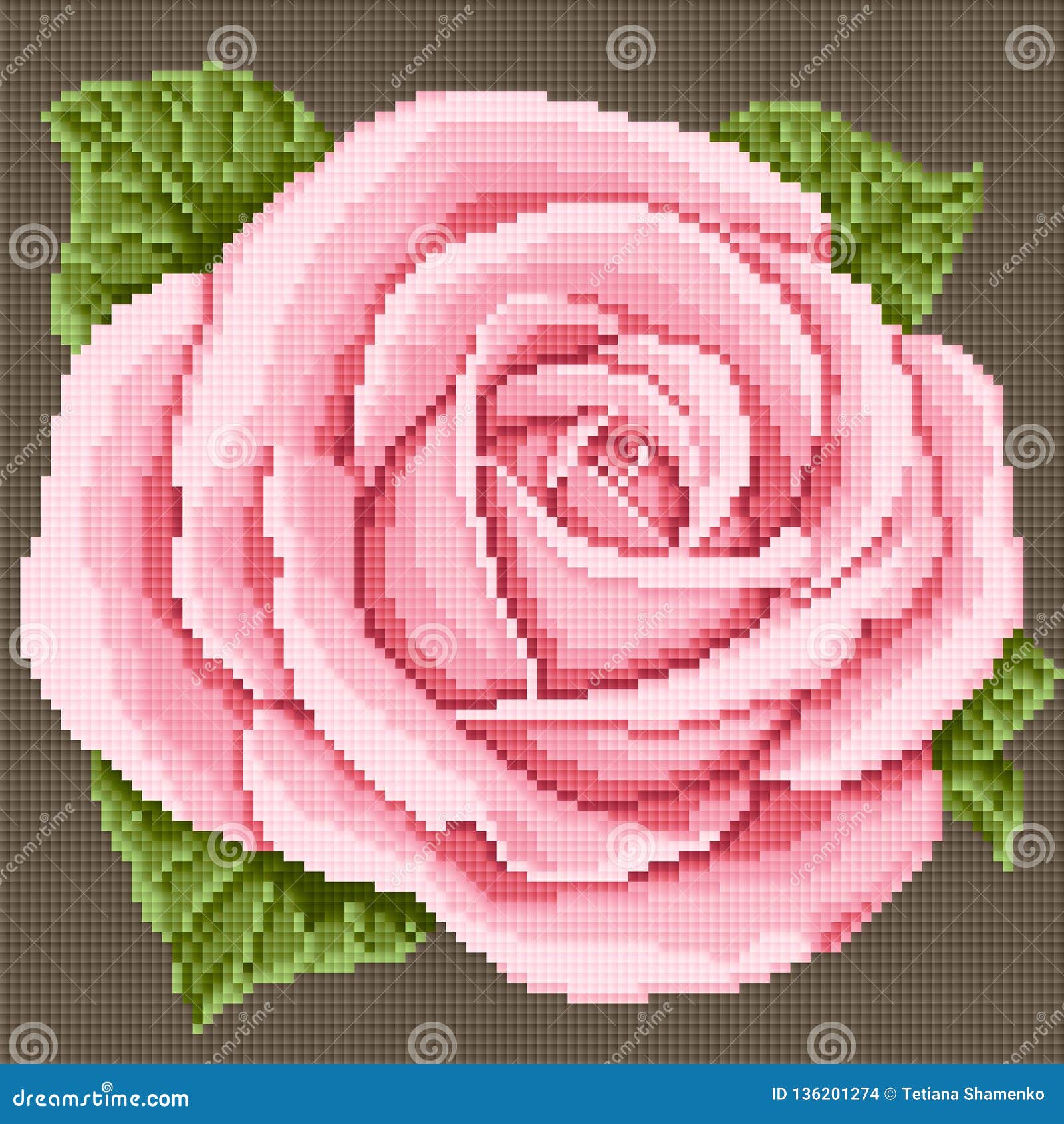 Pink rose embroidery stock vector. Illustration of design - 136201274