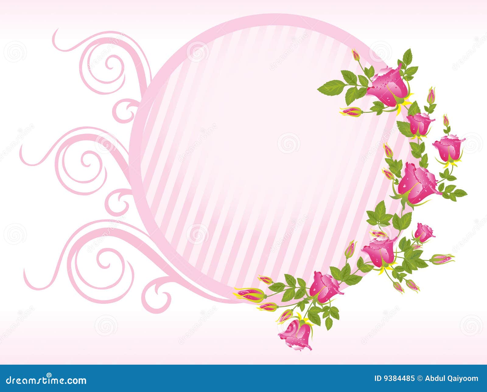Pink Rose with Flower Frame Stock Vector - Illustration of leaves ...