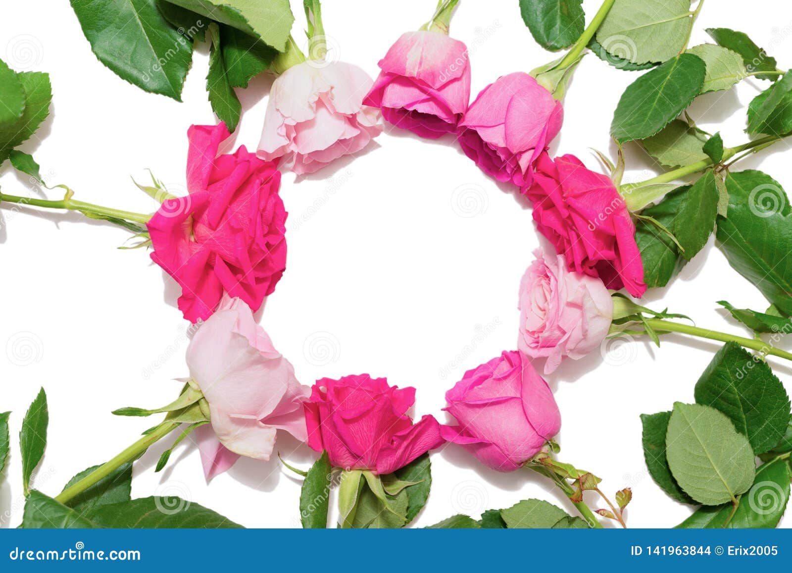 Pink Rose Flowers Bouquet Flat Lay Stock Photo - Image of romance ...