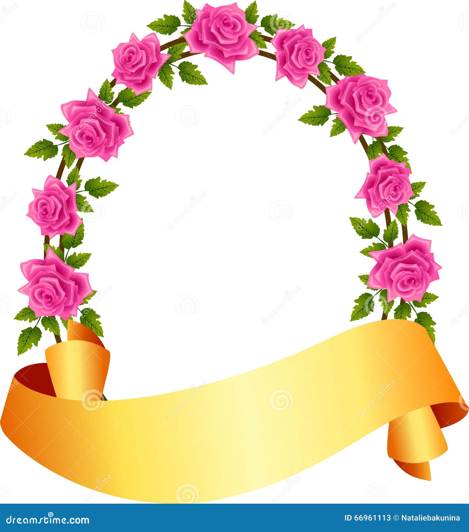 Pink rose frame. stock vector. Illustration of cards - 66961113