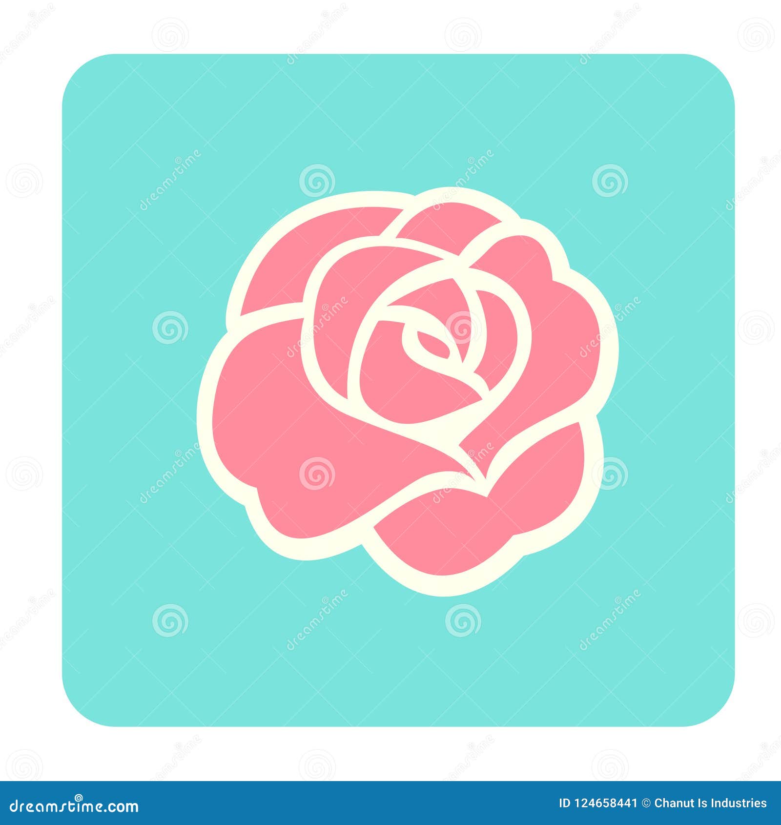 Rose Flat Icon stock vector. Illustration of roses, greeting - 124658441