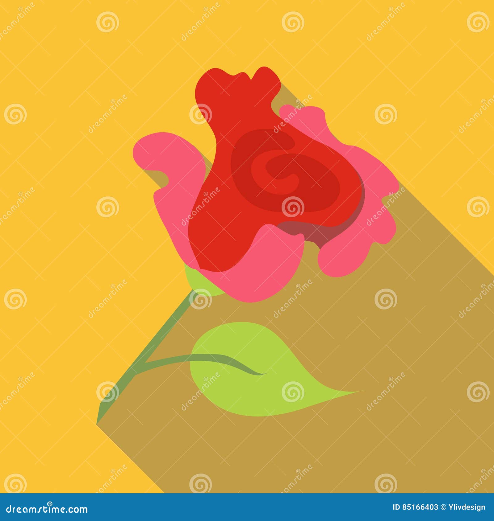 Pink rose icon, flat style stock vector. Illustration of bunch - 85166403