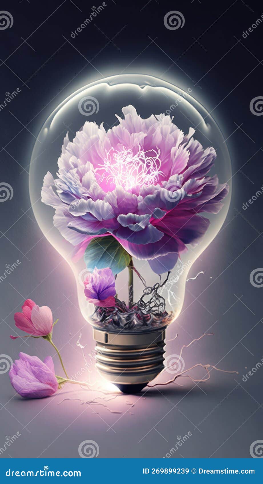 Pink Rose Inside a Lightbulb Stock Illustration - Illustration of ...