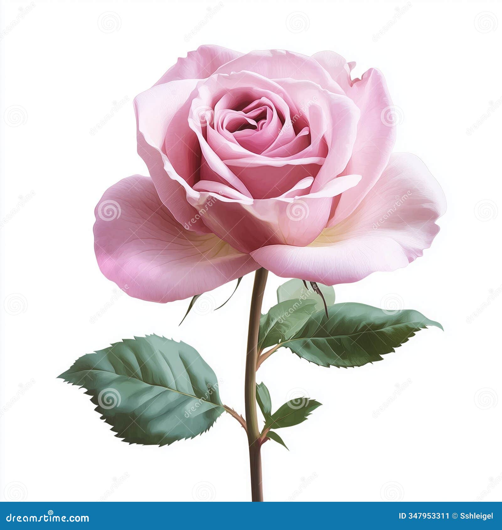 A Pink Rose Isolated on a White Background Stock Illustration ...