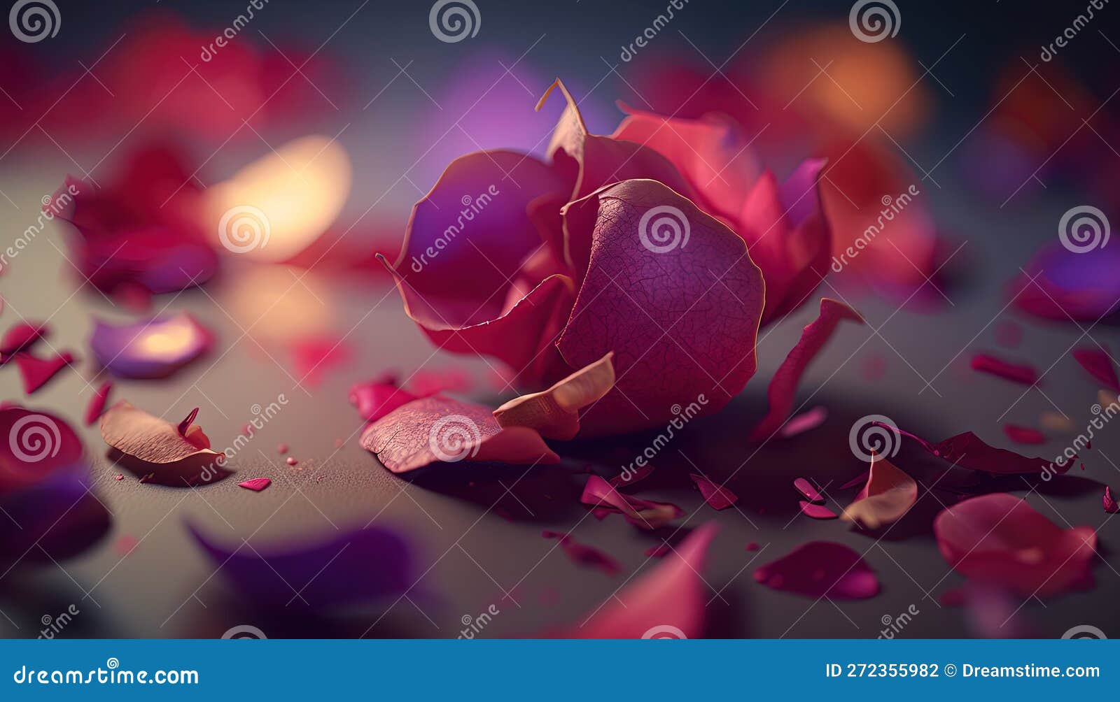 A Pink Rose that is Laying Down on the Ground with Petals Scattered ...