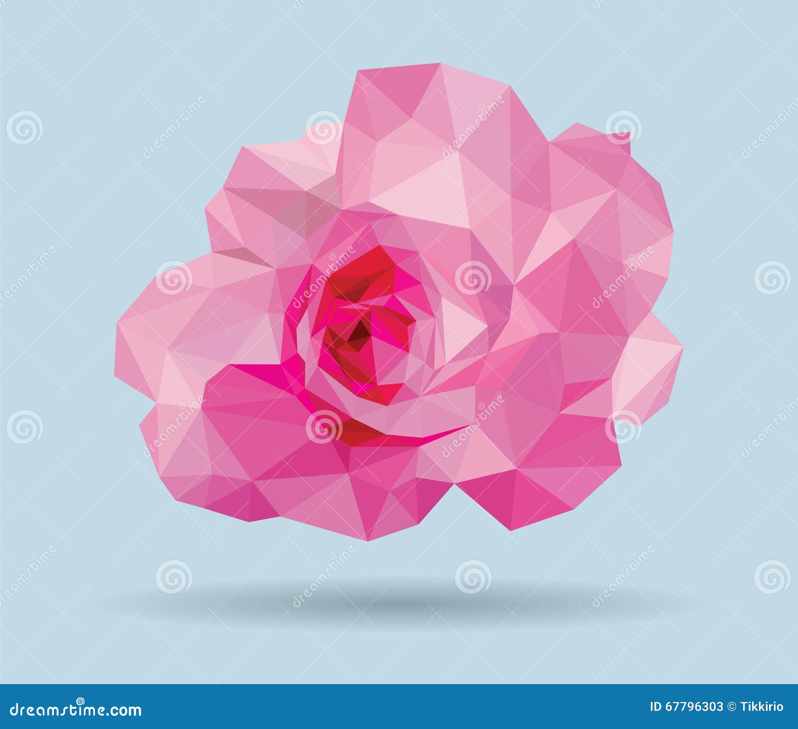 Pink Rose Low Polygon Vector on Blue Background Stock Vector ...