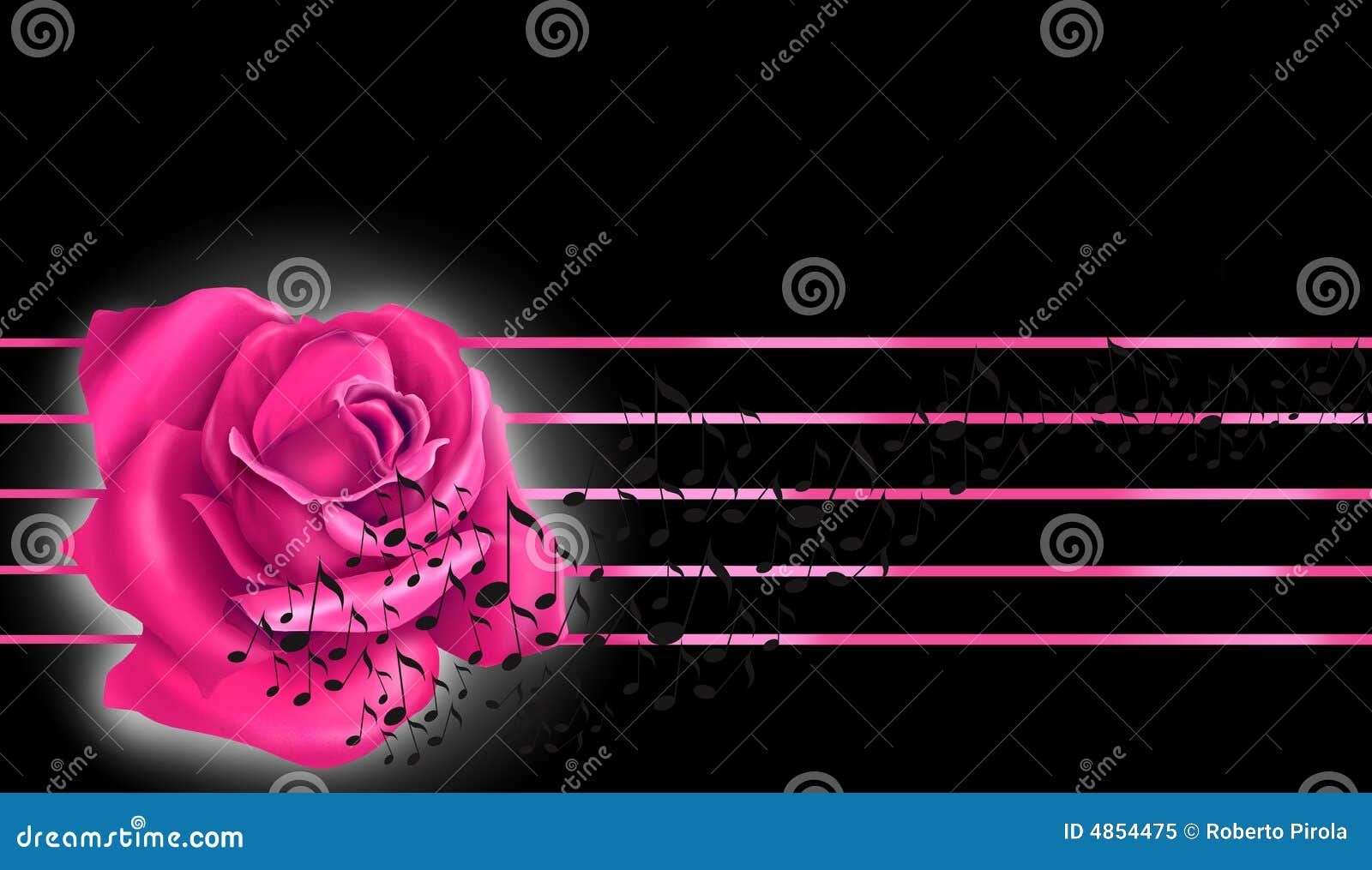 Pink rose and notes stock illustration. Illustration of leaf - 4854475