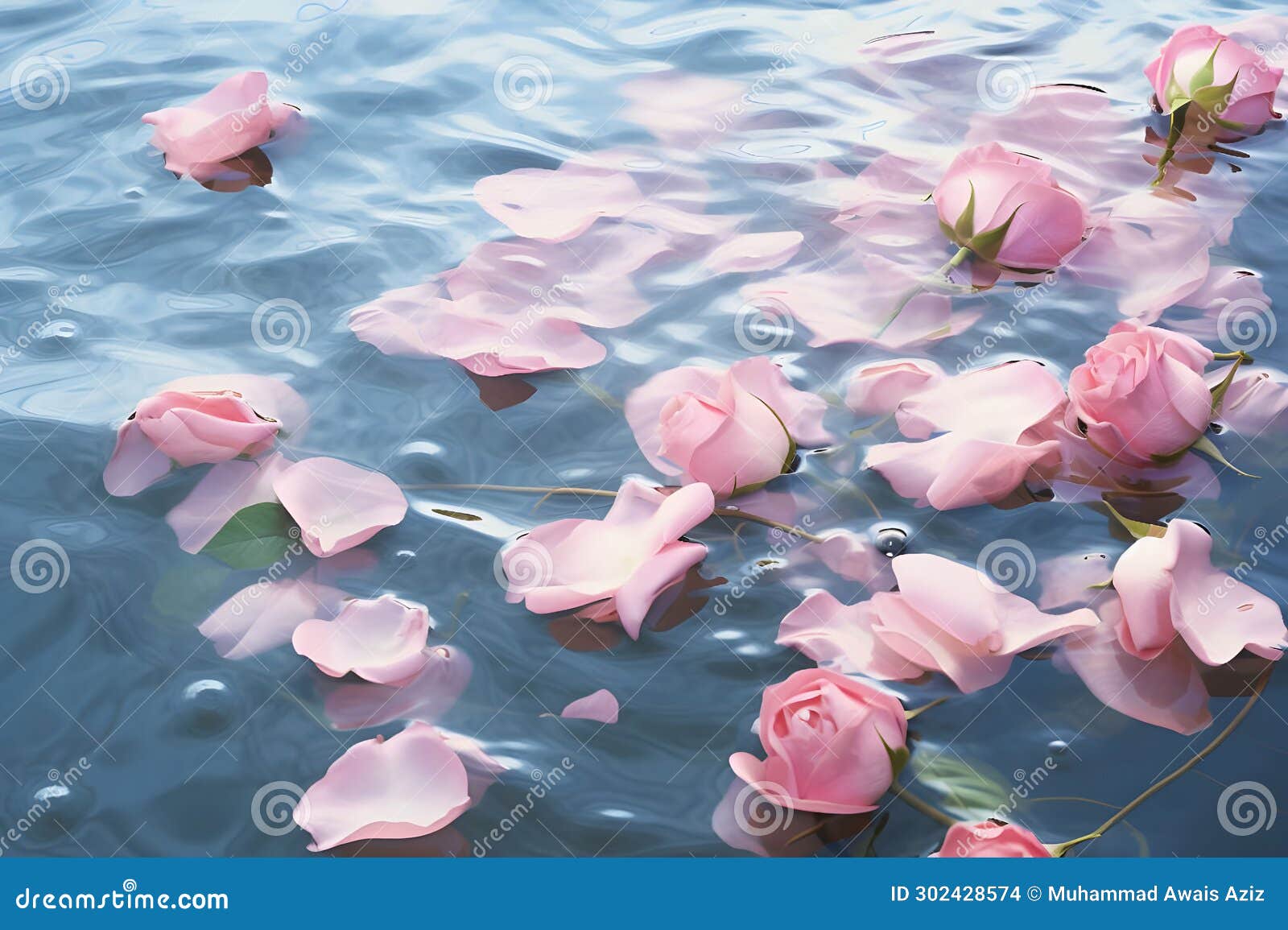 Pink Rose Petals Floating on the Surface of Swimming Pool in Hotel - Ai ...