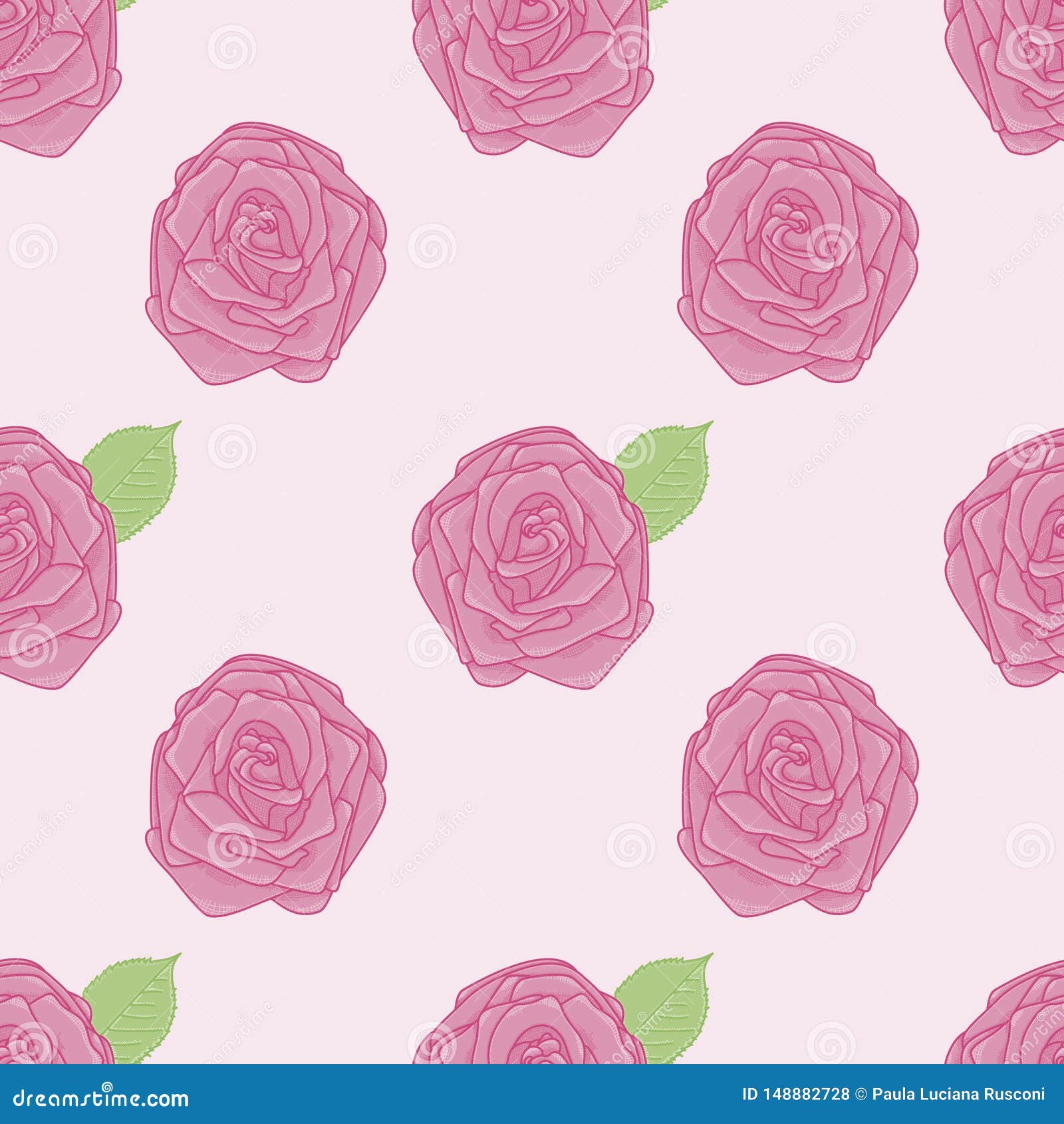 Pink Rose Seamless Vector Pattern Stock Vector - Illustration of ...