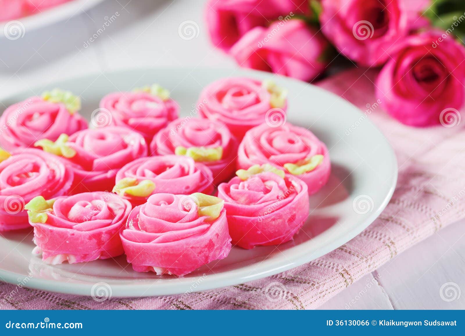 Pink Rose Shape Thai Dessert Stock Photo - Image of tasty, love: 36130066