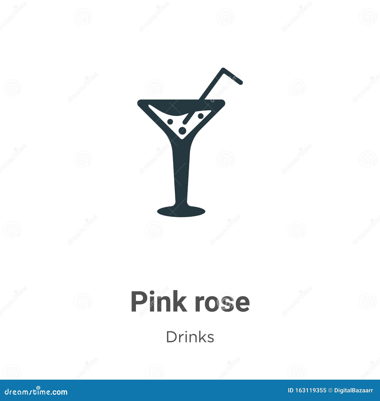 Pink Rose Vector Icon On White Background. Flat Vector Pink Rose Icon ...