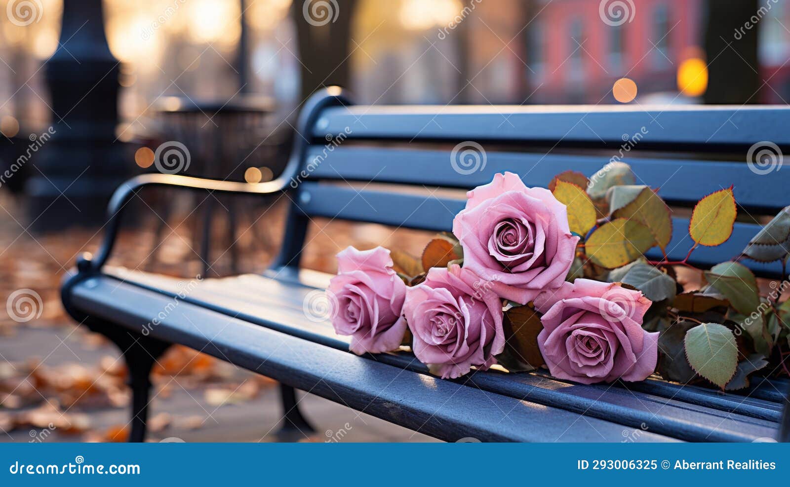 Pink roses on a bench stock illustration. Illustration of romance ...
