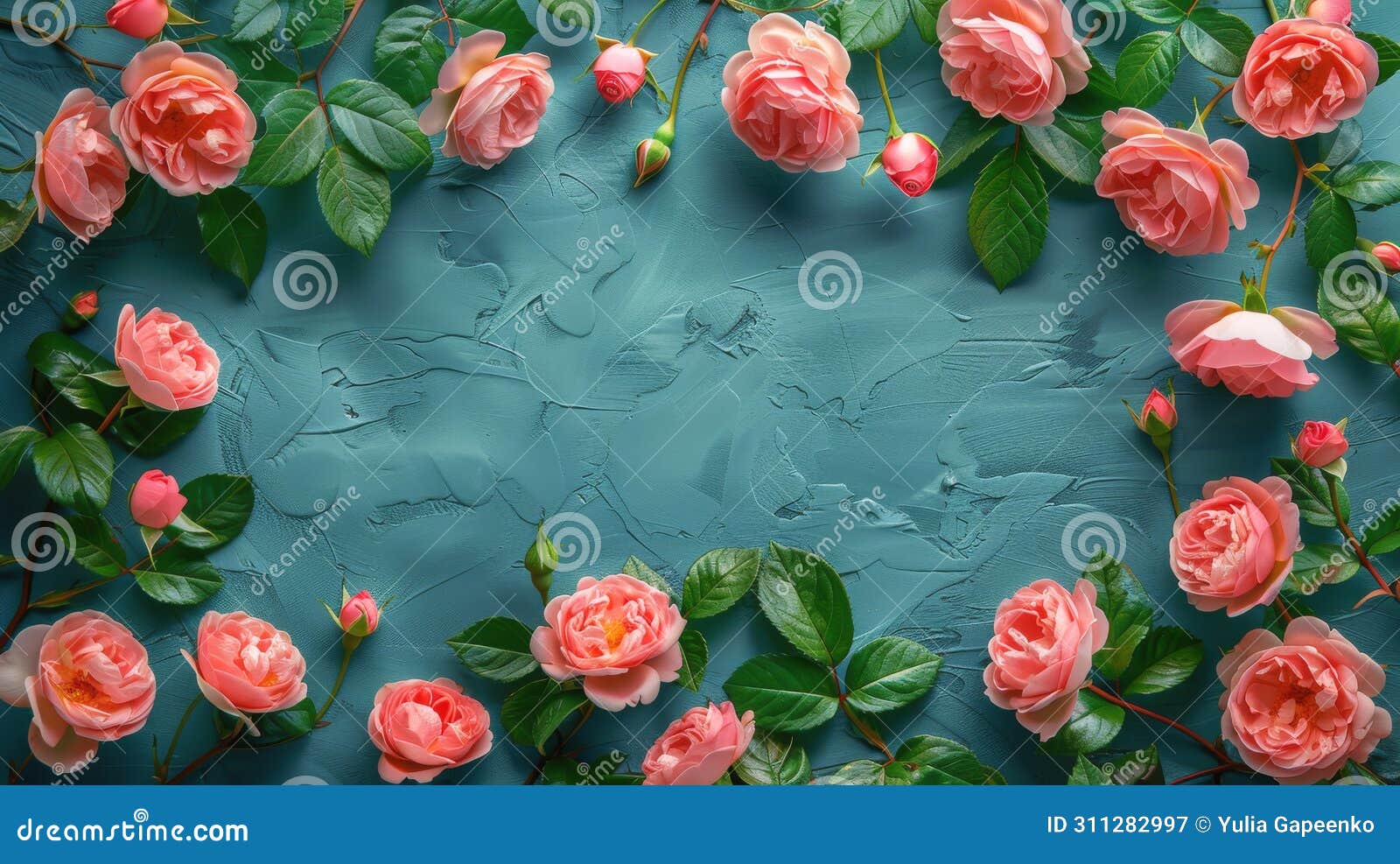Pink Roses on Blue Background Stock Image - Image of background, garden ...