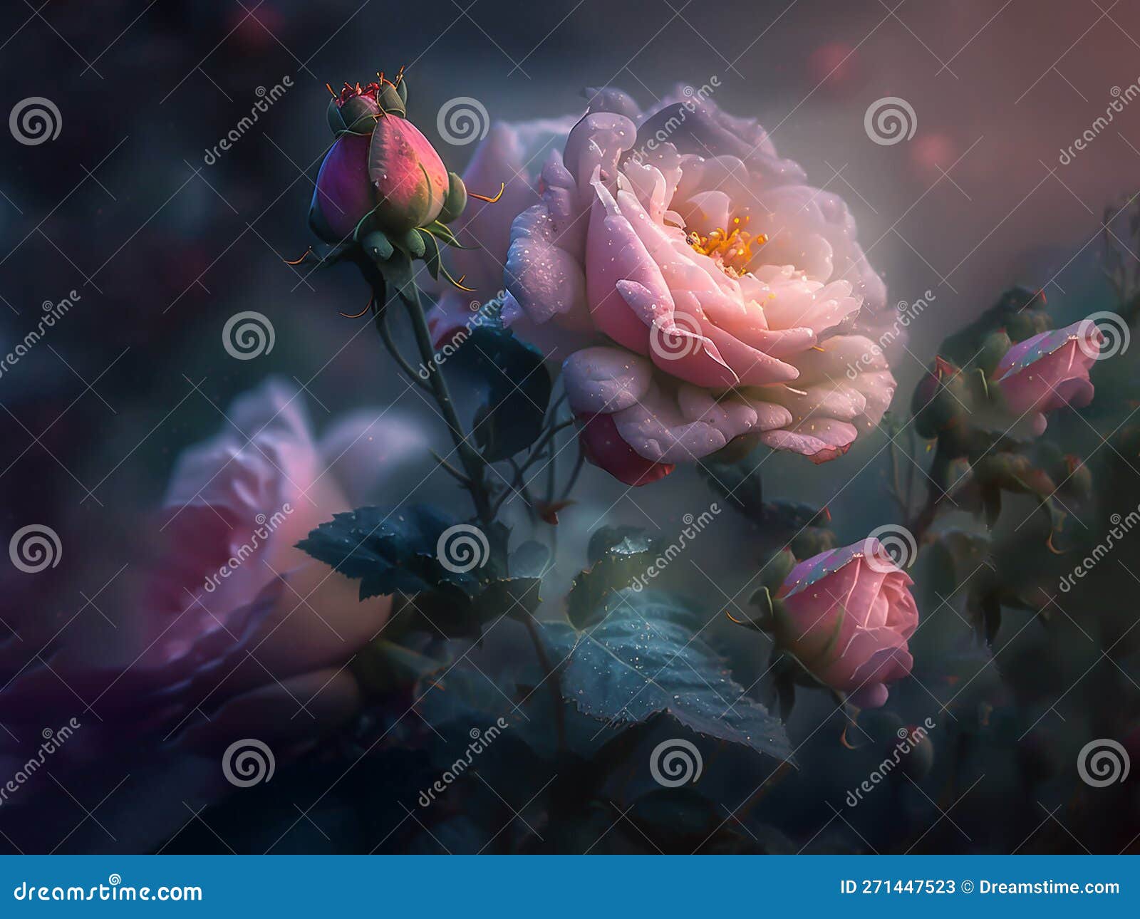 PINK ROSES on BLUR BACKGROUND Stock Illustration - Illustration of rose ...