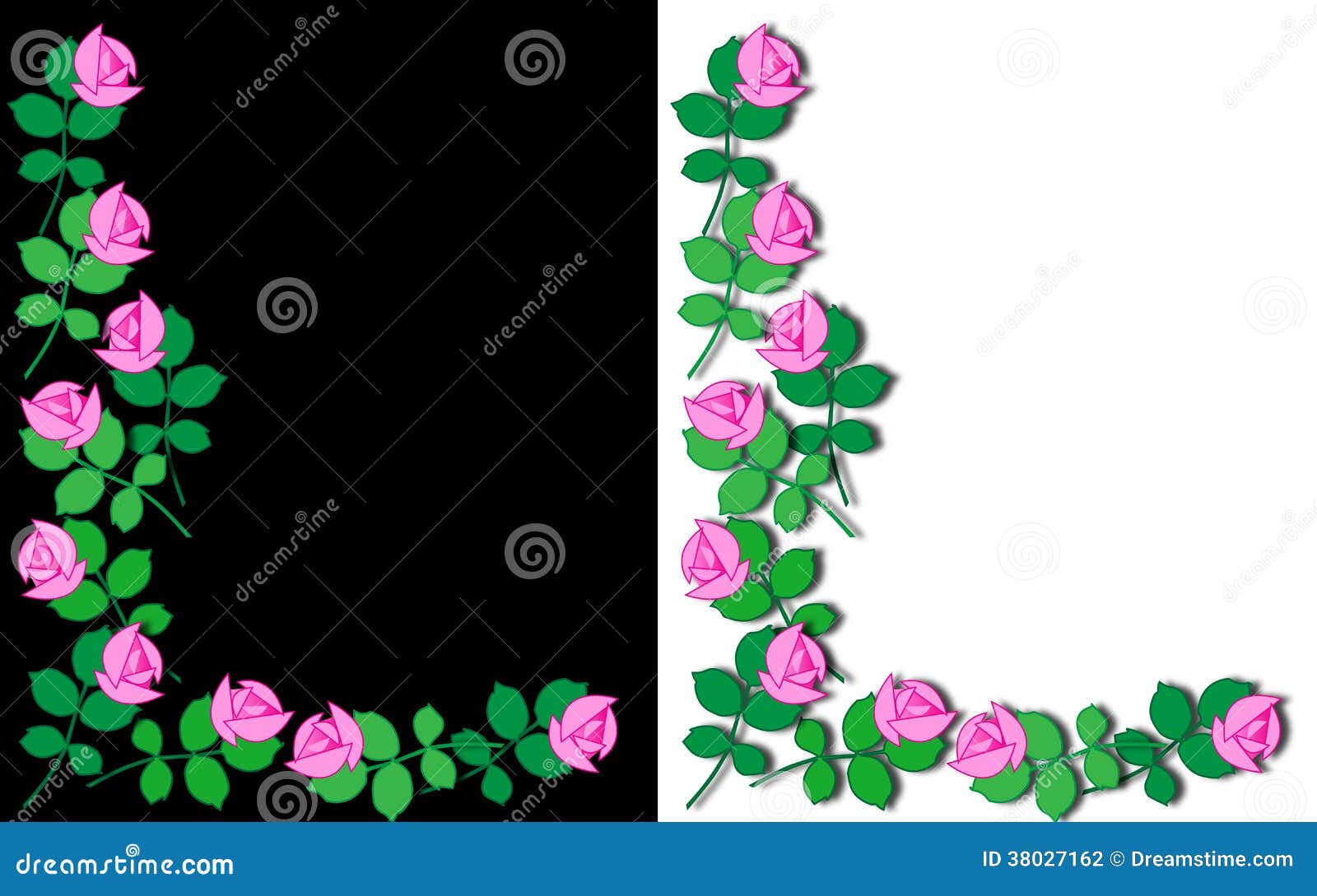 Pink roses border frame stock vector. Illustration of contemporary ...
