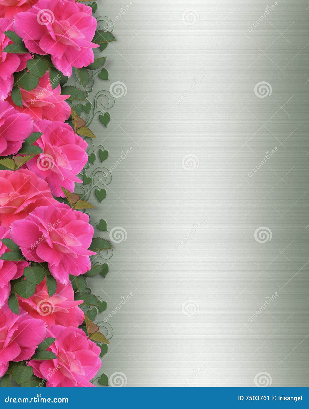 Pink Roses Border Invitation Stock Illustration - Illustration of ...