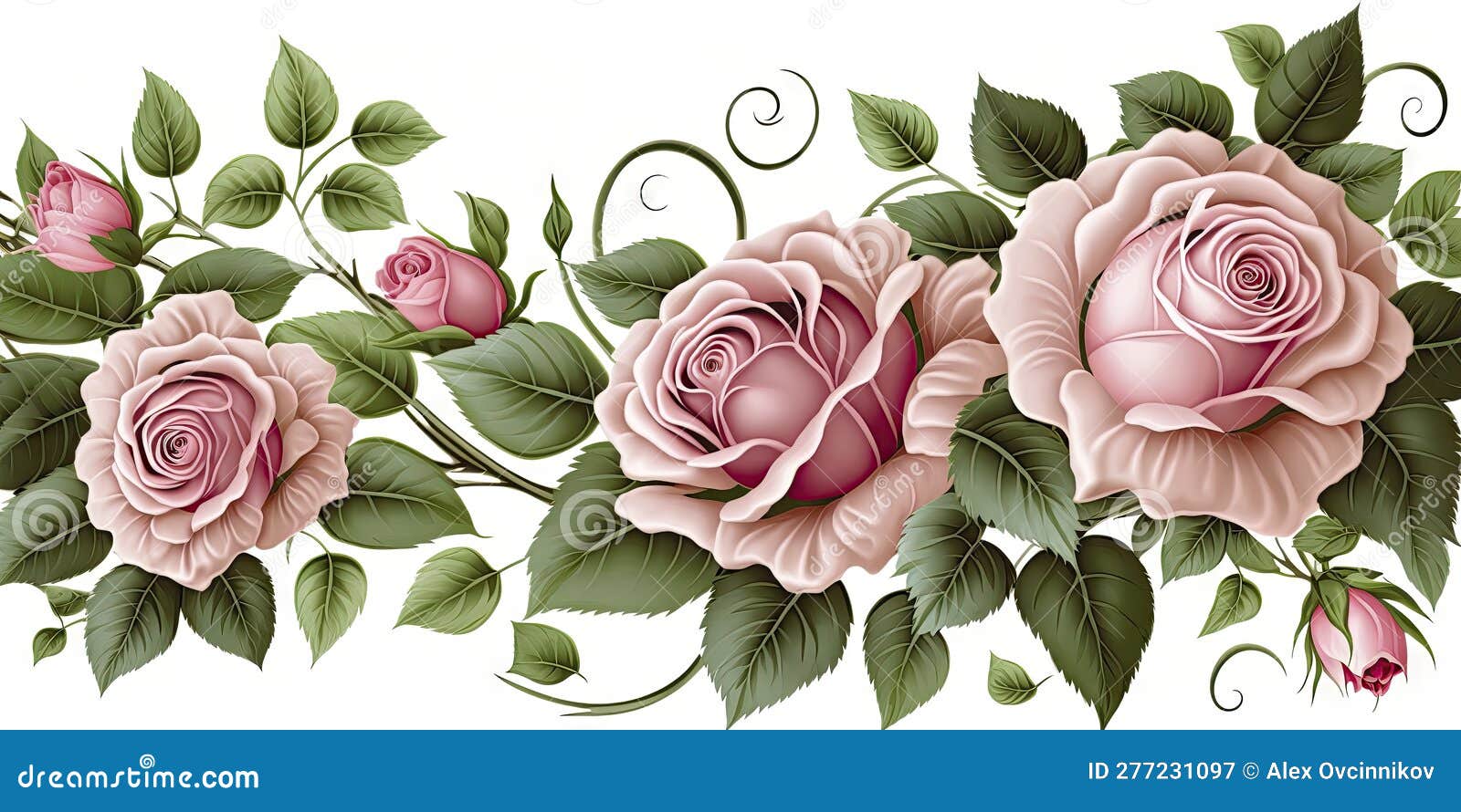 Pink Roses Border for Invitations and Scrapbooking. Stock Illustration ...