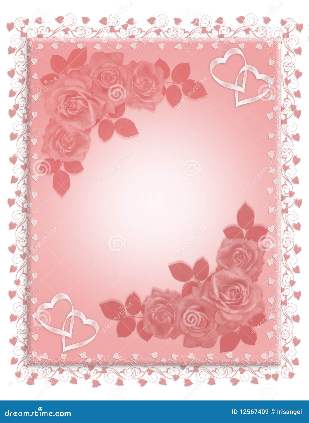 Pink Roses Border Wedding Invitation Stock Image | CartoonDealer.com ...