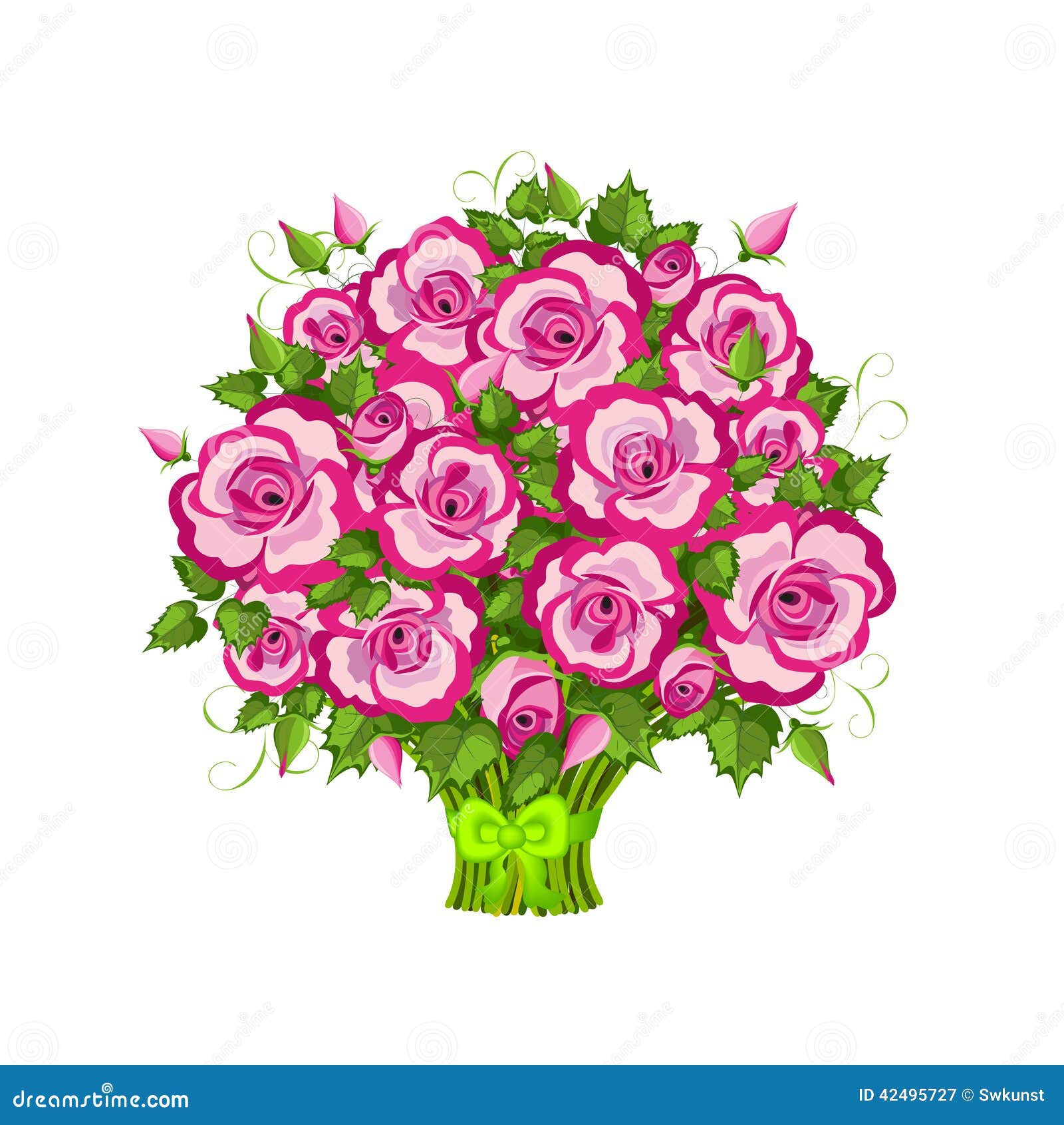 Pink roses bouquet . stock illustration. Illustration of wedding - 42495727
