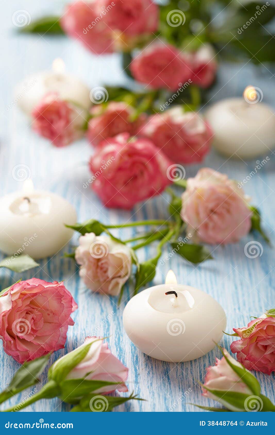 Pink roses and candles stock photo. Image of candle, light - 38448764