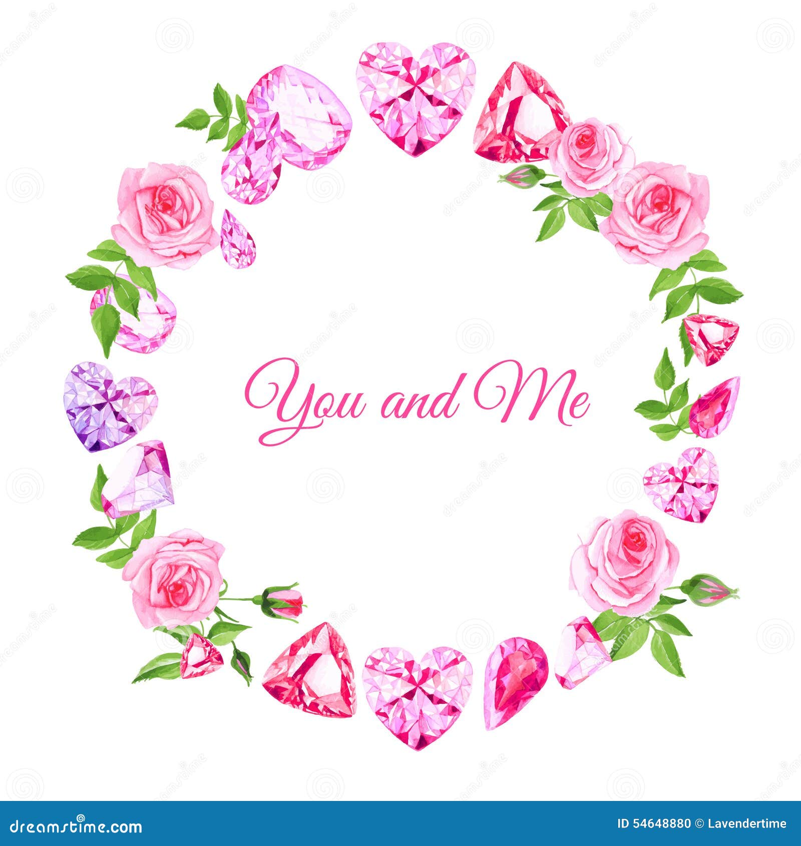 Pink Roses and Diamonds Vintage Vector Design Frame Stock Vector ...