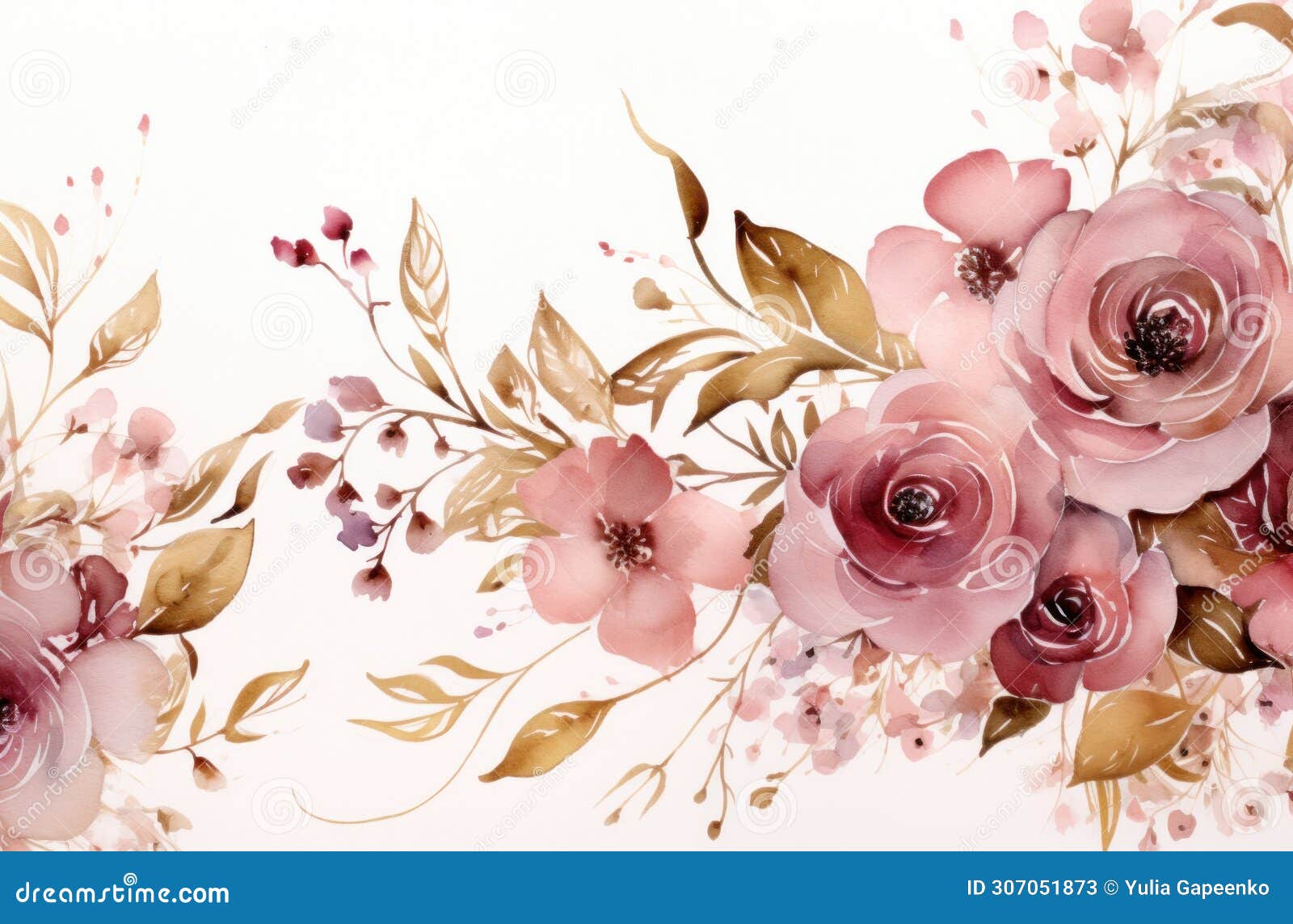 Pink Roses and Gold Frames Template with Frame Stock Image - Image of ...