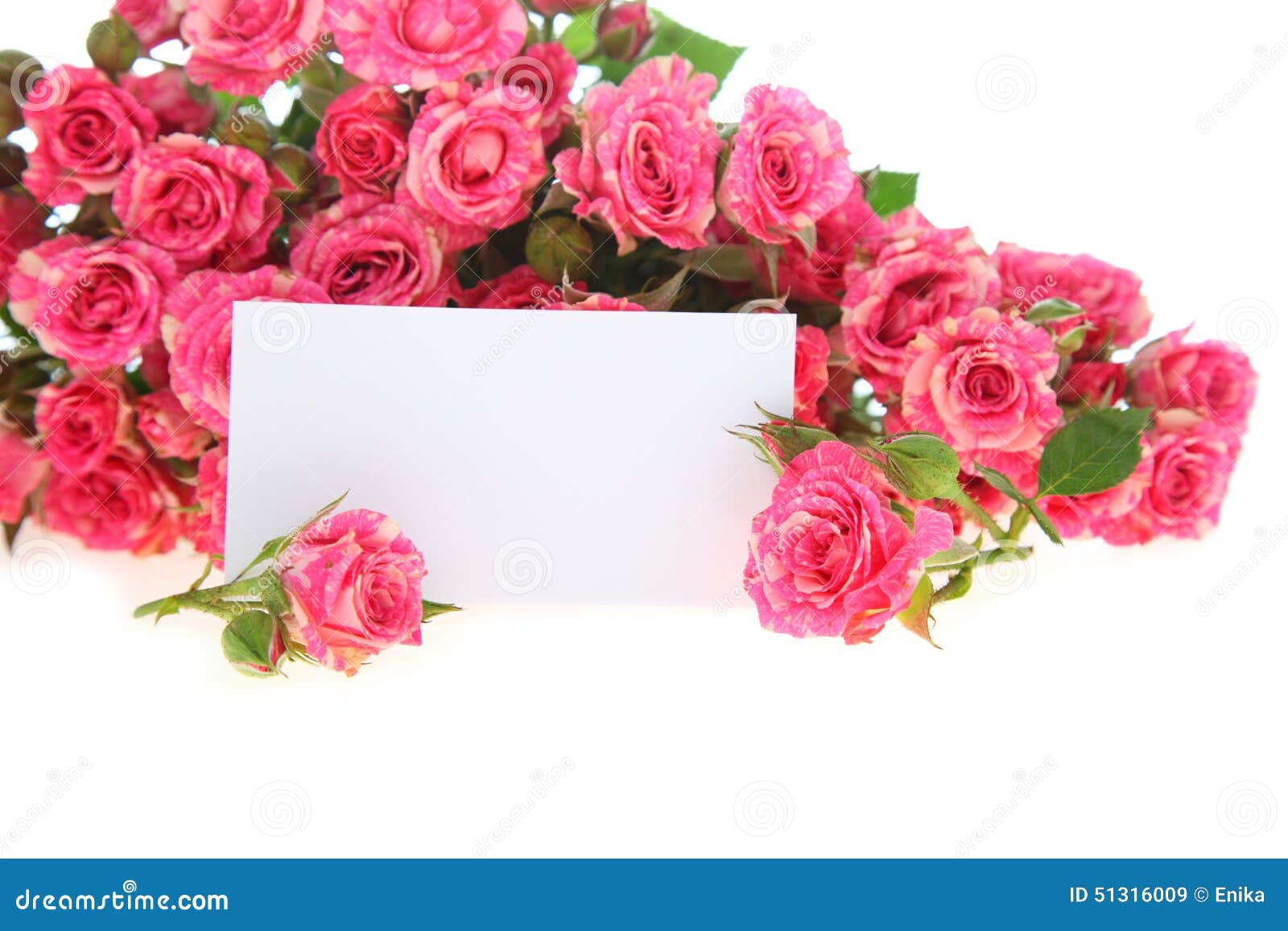Pink Roses and Greeting Card Stock Image - Image of valentine ...