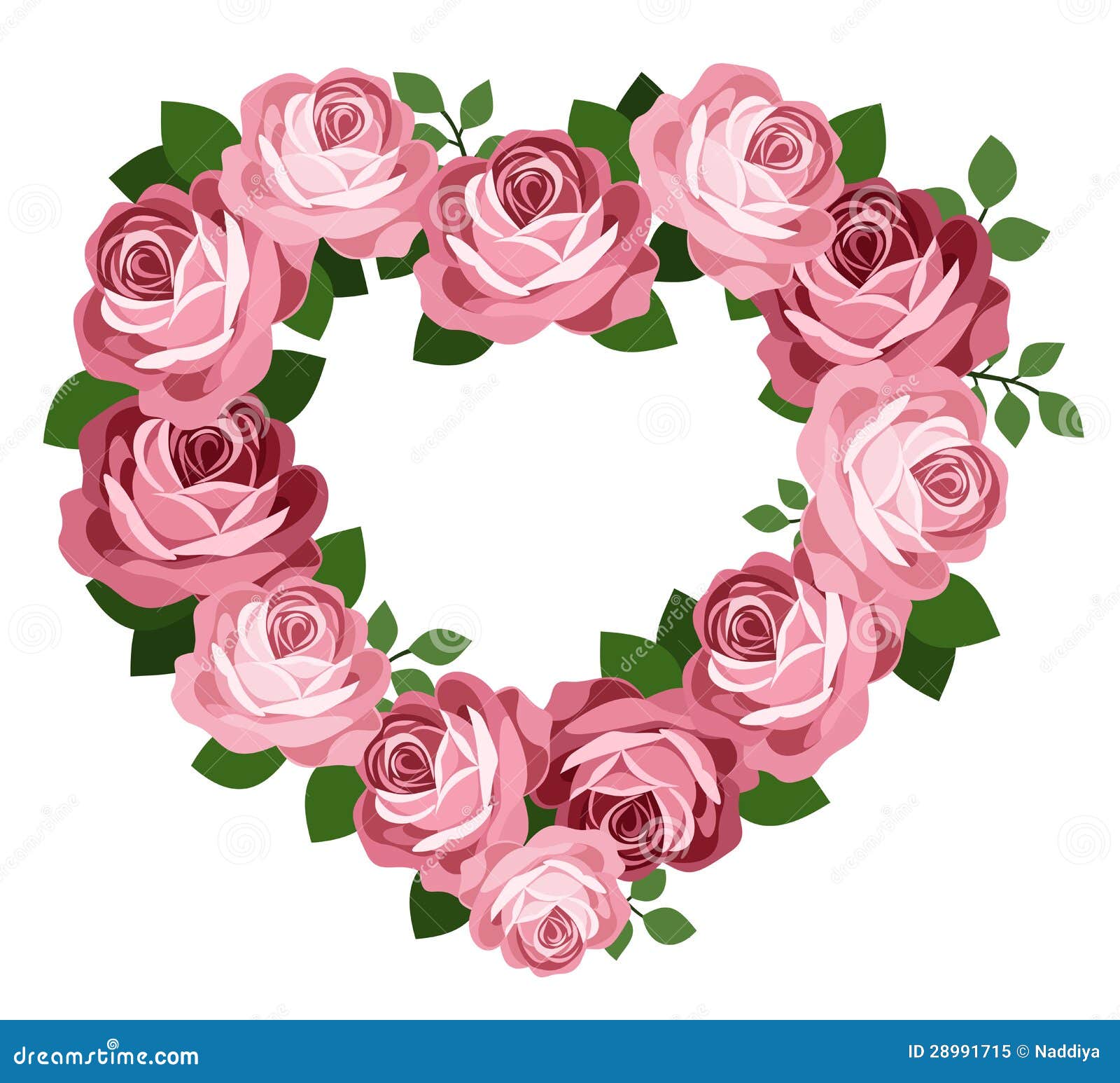 Pink Roses Heart Frame. Royalty Free Stock Photo - Image: 28991715