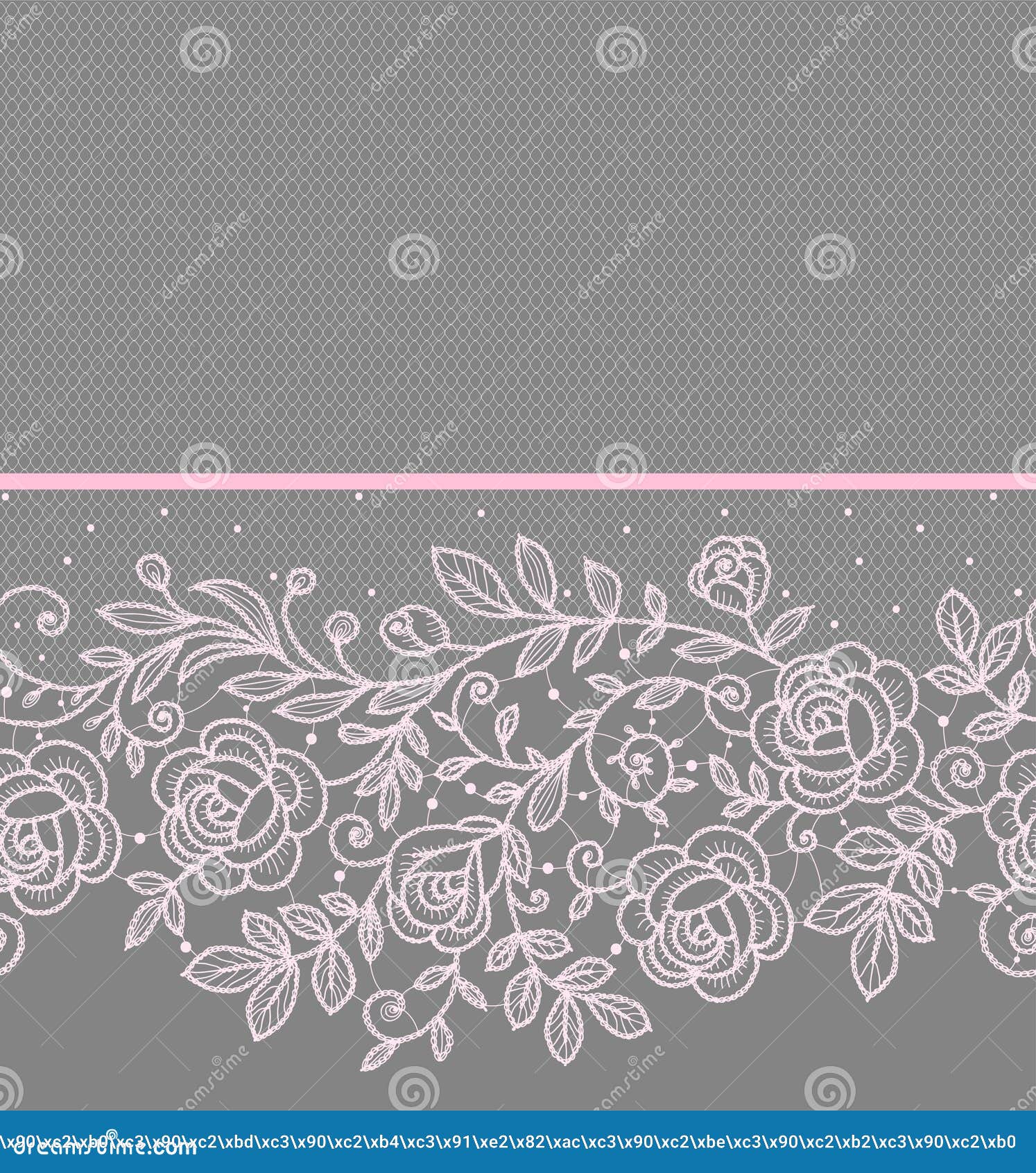 Pink Roses Lace Horizontal Seamless Pattern. Stock Vector ...