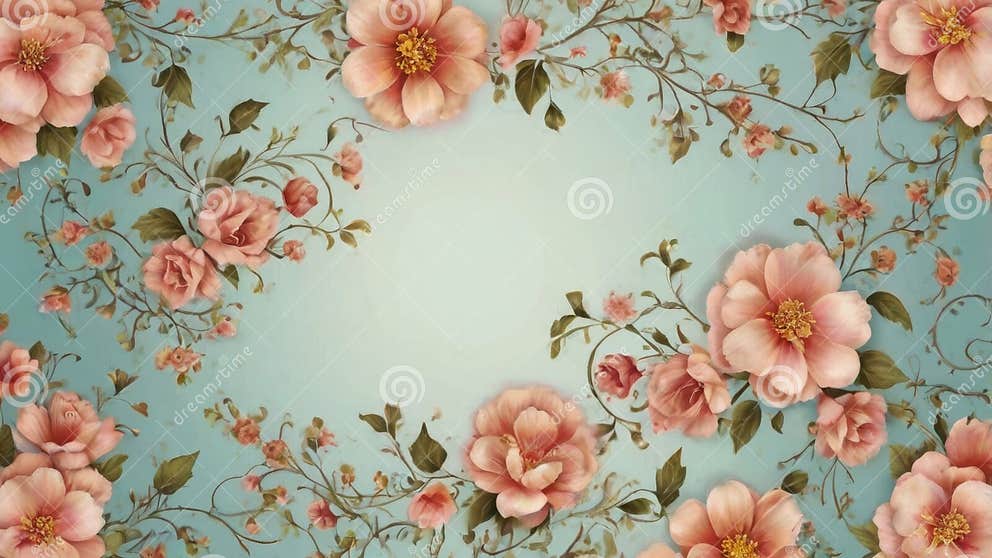 Pink Roses on a Light Blue Background Stock Illustration - Illustration ...