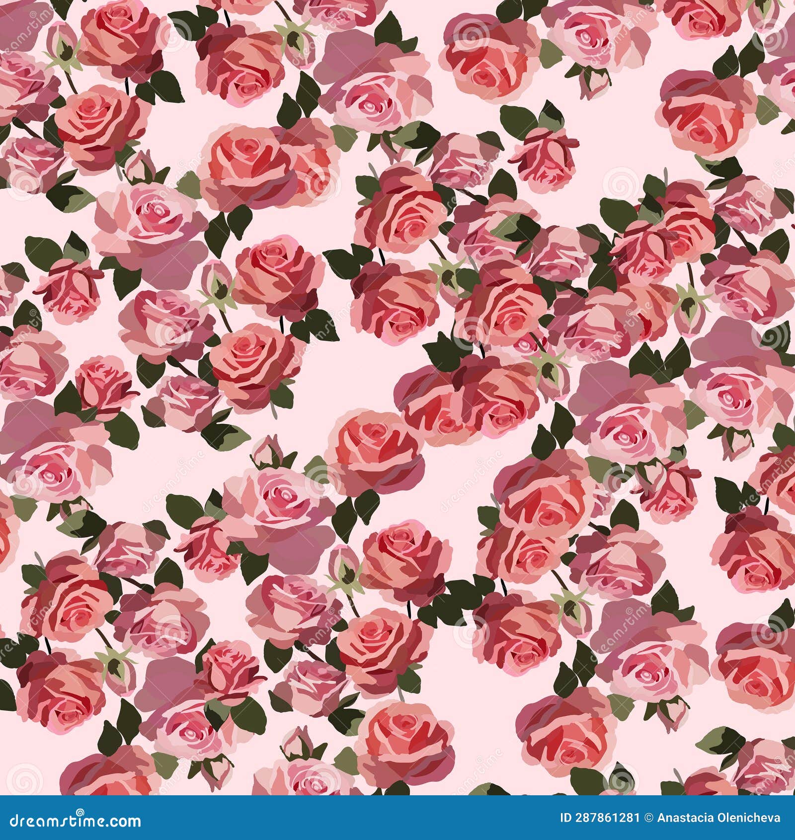 Pattern with Watercolor Small Pink Delicate Roses Stock Vector ...