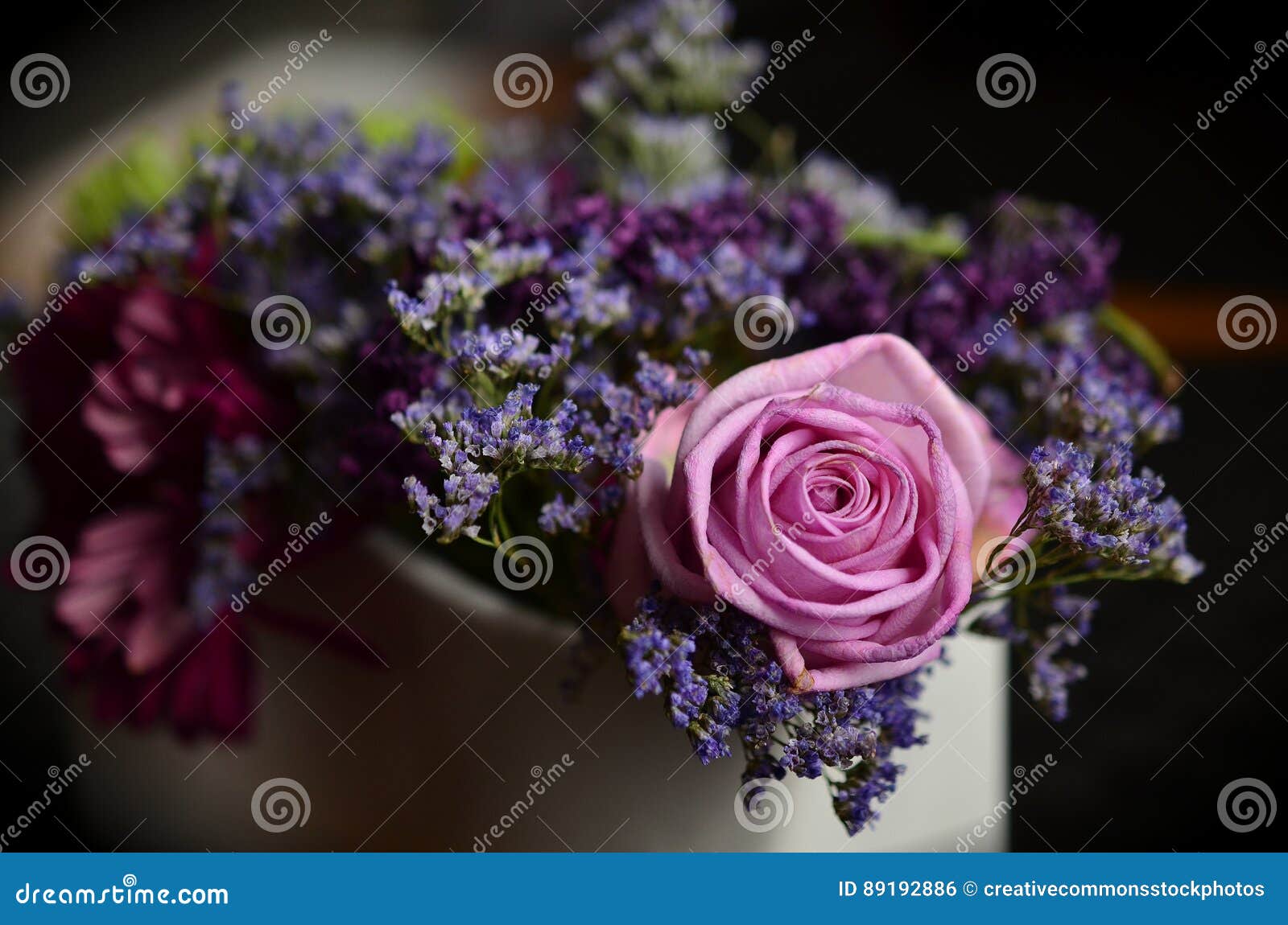 Pink Roses And Purple Lavander Boquet Picture. Image: 89192886