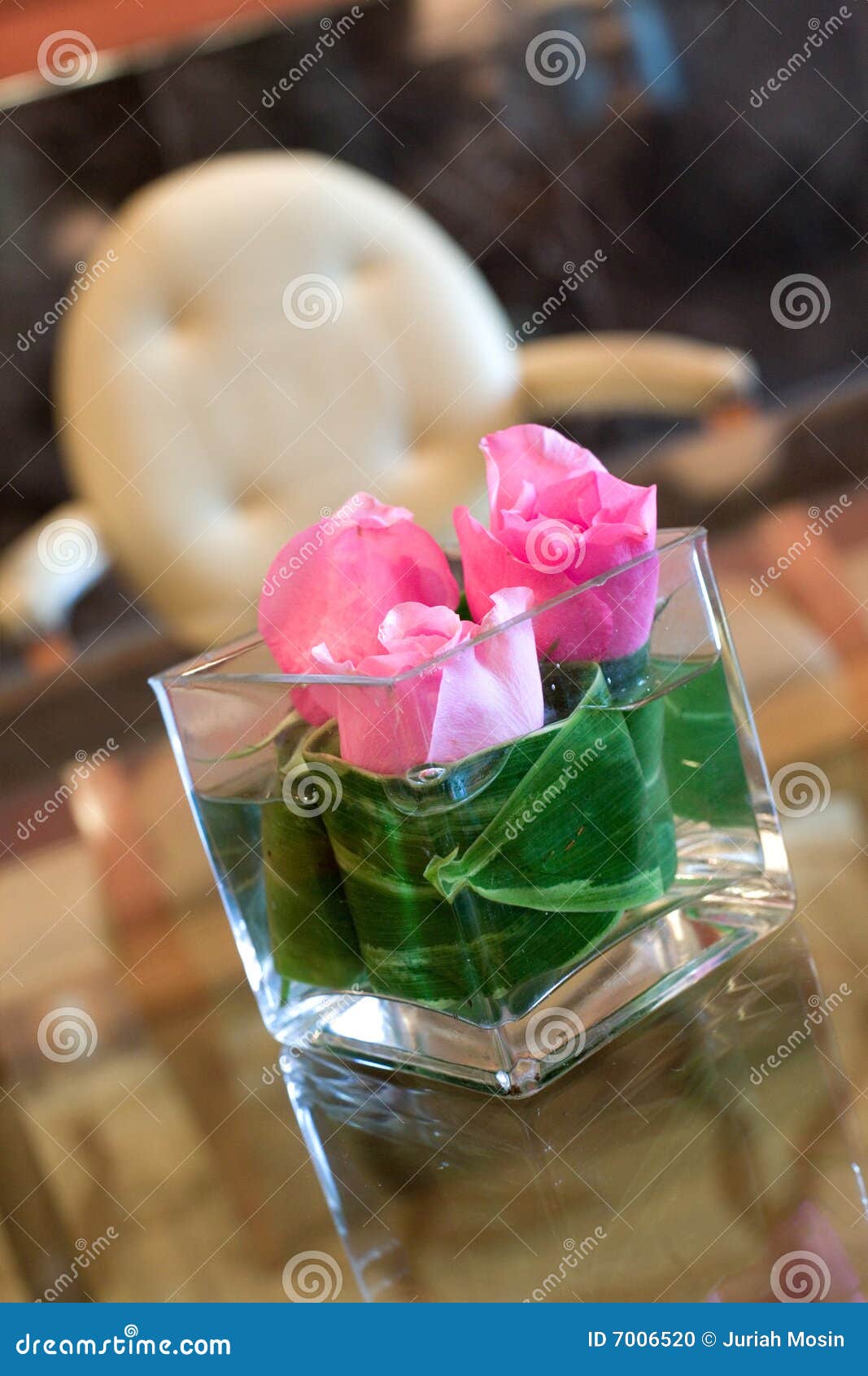 Pink Roses Table Centrepiece in Hotel Lobby Stock Photo - Image of ...