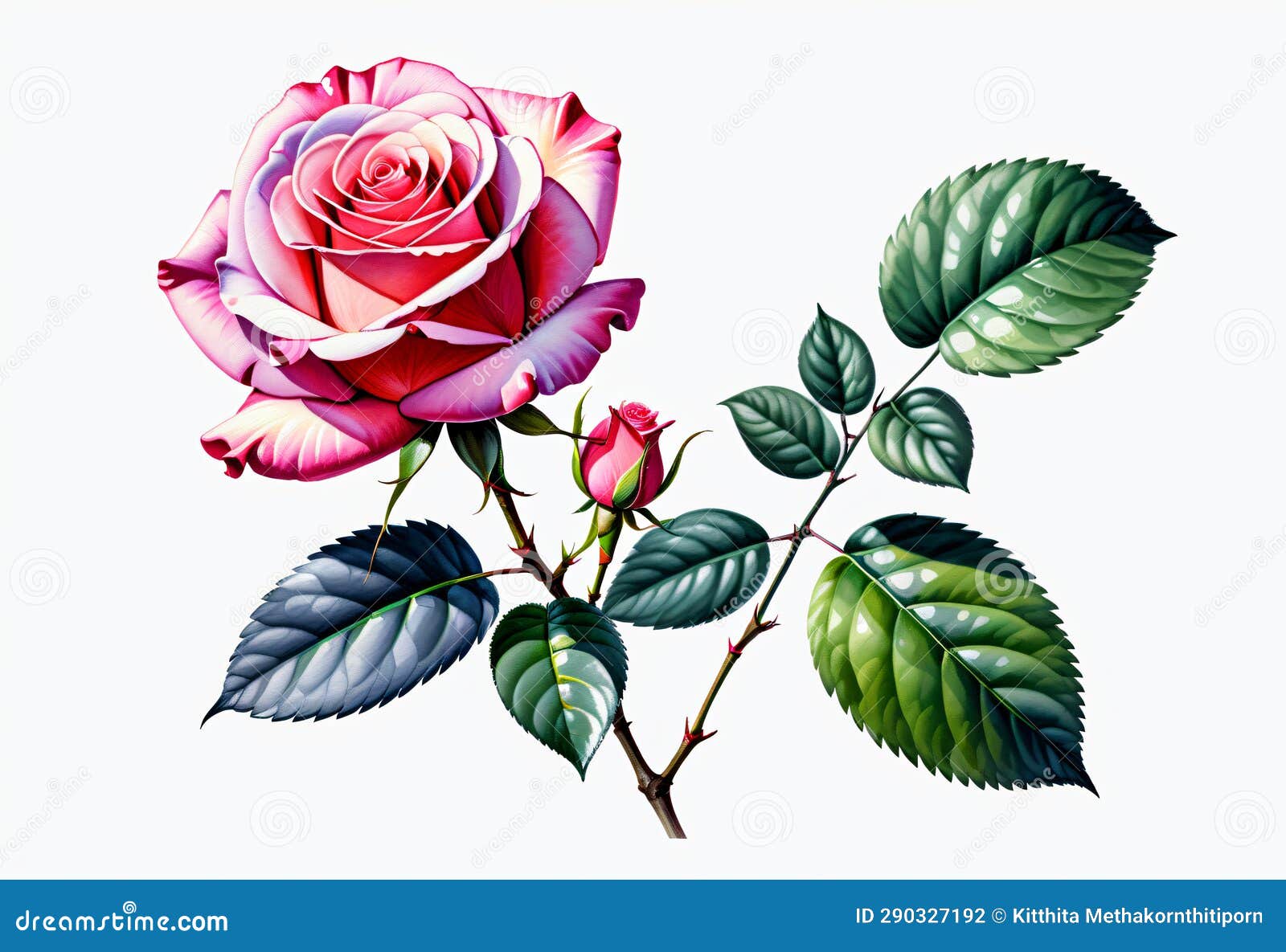Pink Roses on White Background Stock Illustration - Illustration of ...