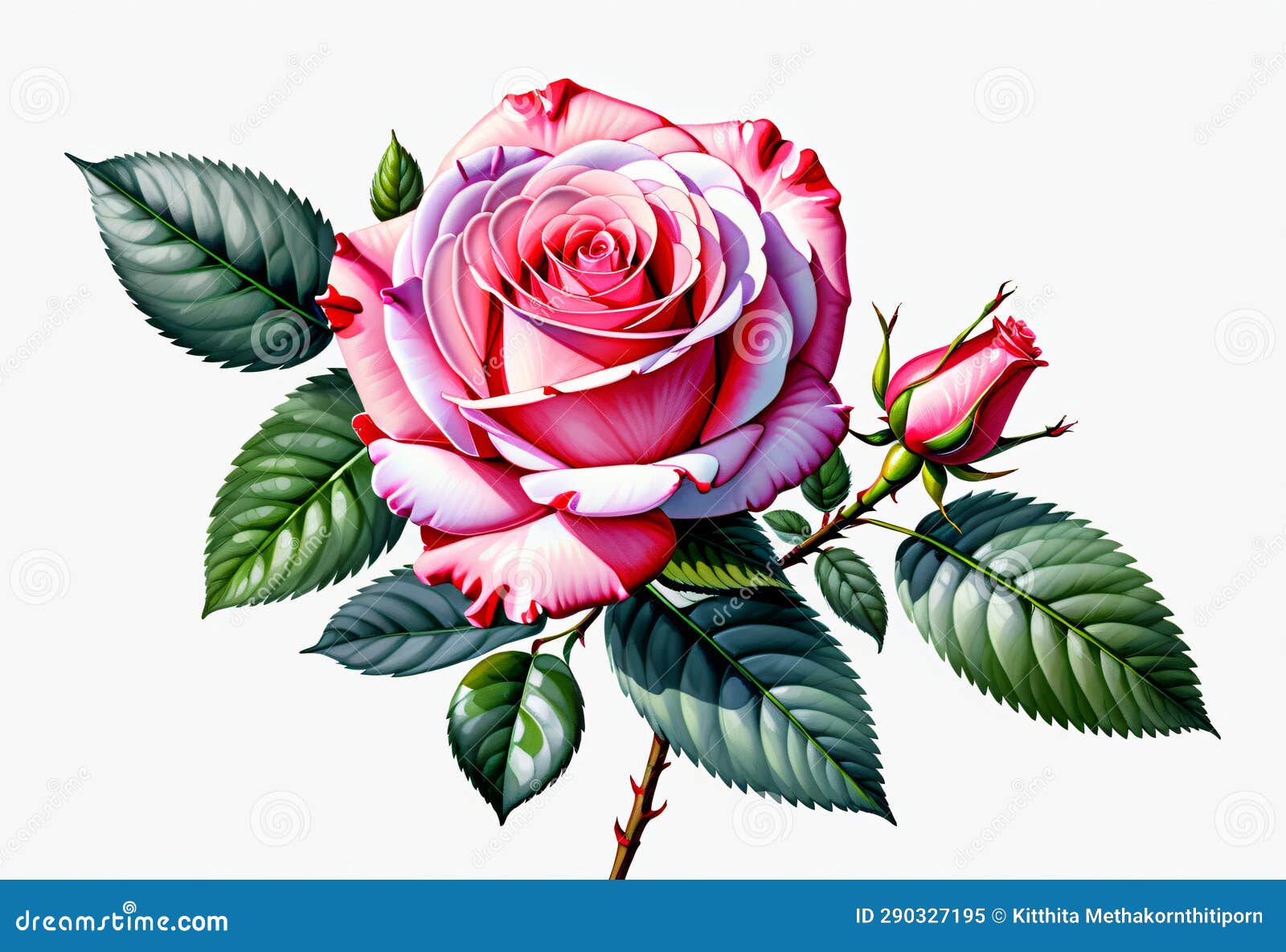 Pink Roses on White Background Stock Illustration - Illustration of ...