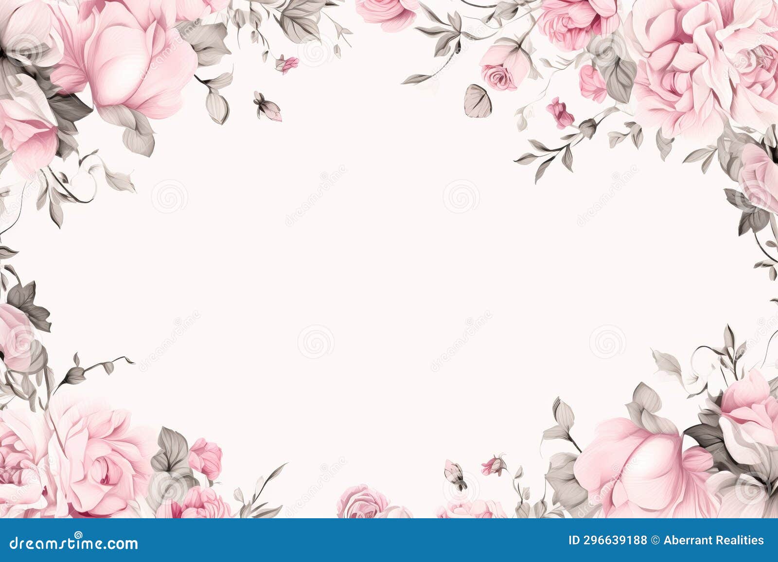 Pink Roses on a White Background with Space for Text Stock Illustration ...