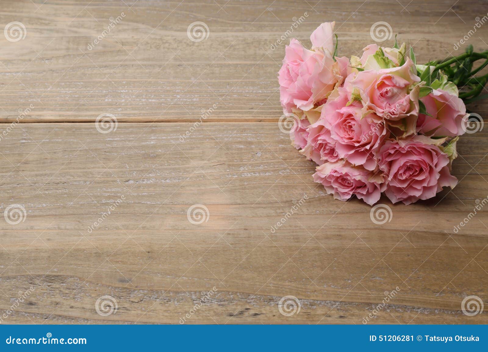 Pink Roses on a Wooden Background Stock Image - Image of rose, bouquet ...