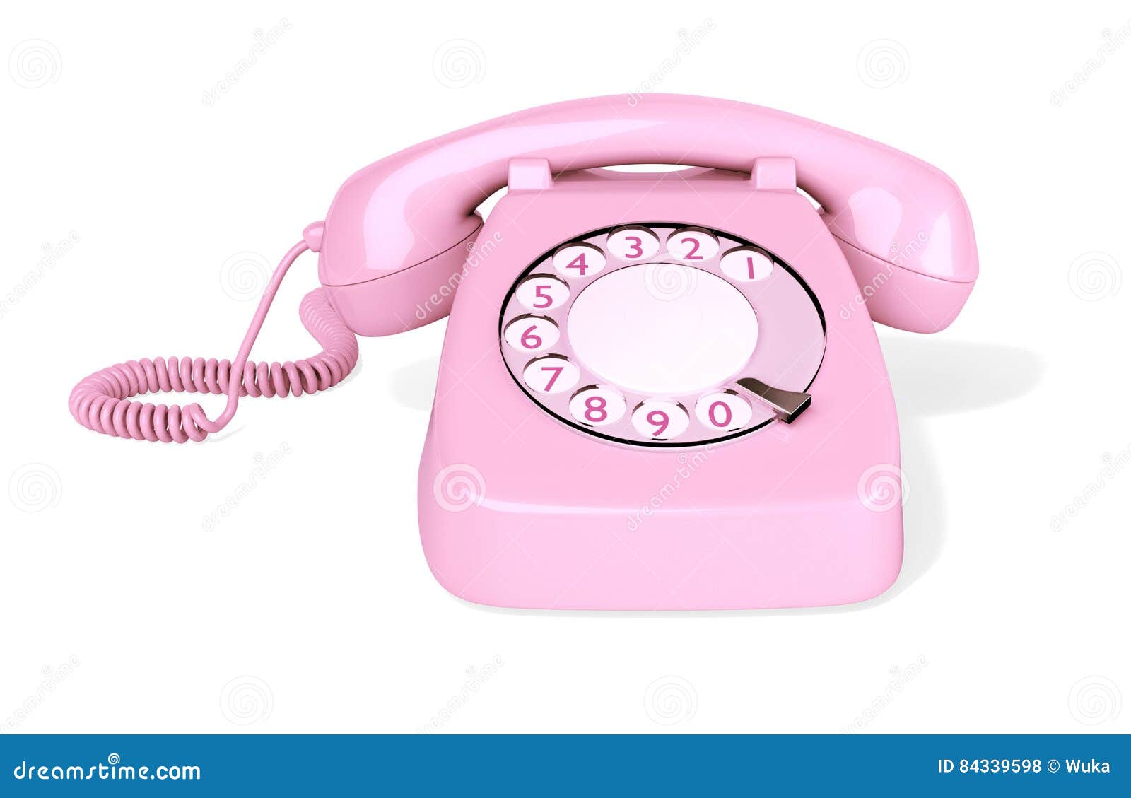 Pink Rotary Phone isolated stock photo. Image of concept - 84339598